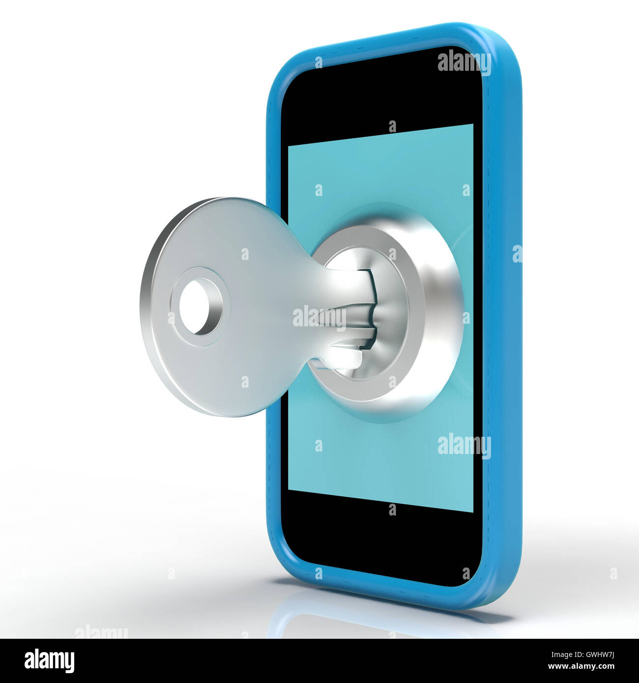 Security Key On Mobile Shows Secured And Privacy Stock Photo - Alamy
