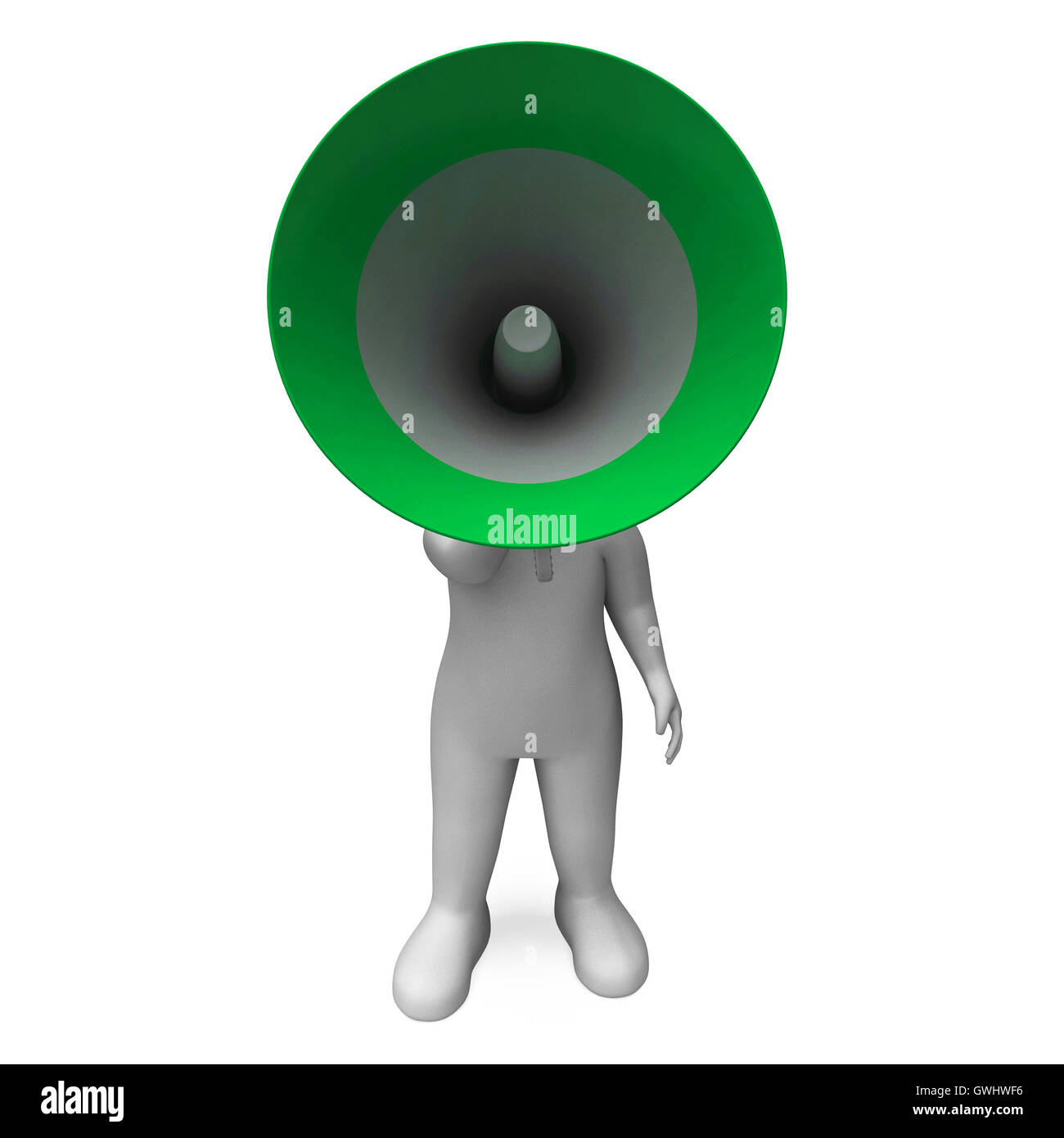 Loud Hailer Character Shows Broadcasting Explaining And Megaphon Stock ...