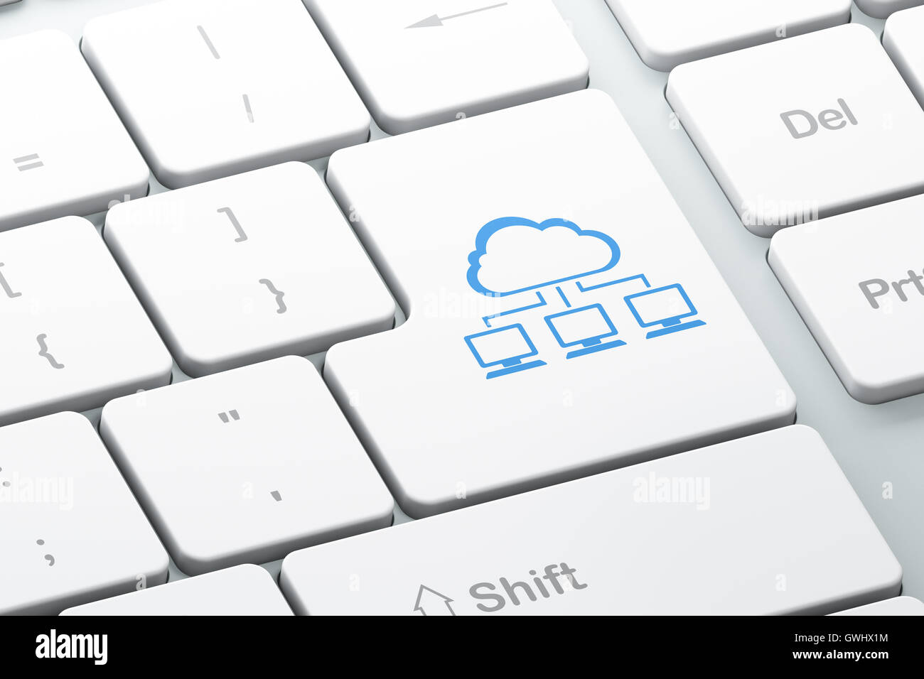 Cloud computing concept: Cloud Network on computer keyboard back Stock ...