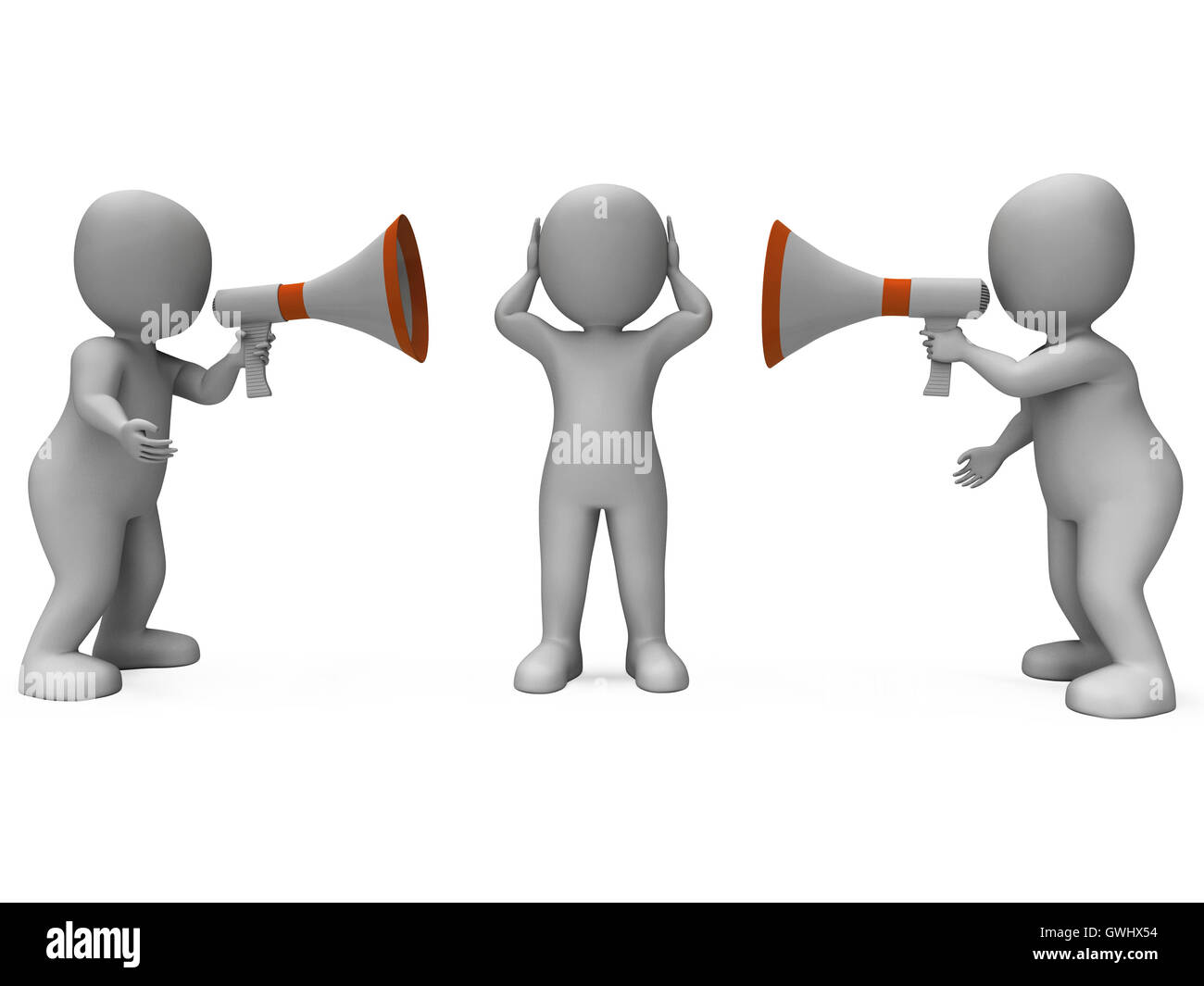 Loud Hailer Characters Show Megaphone Attention Explaining And B Stock ...