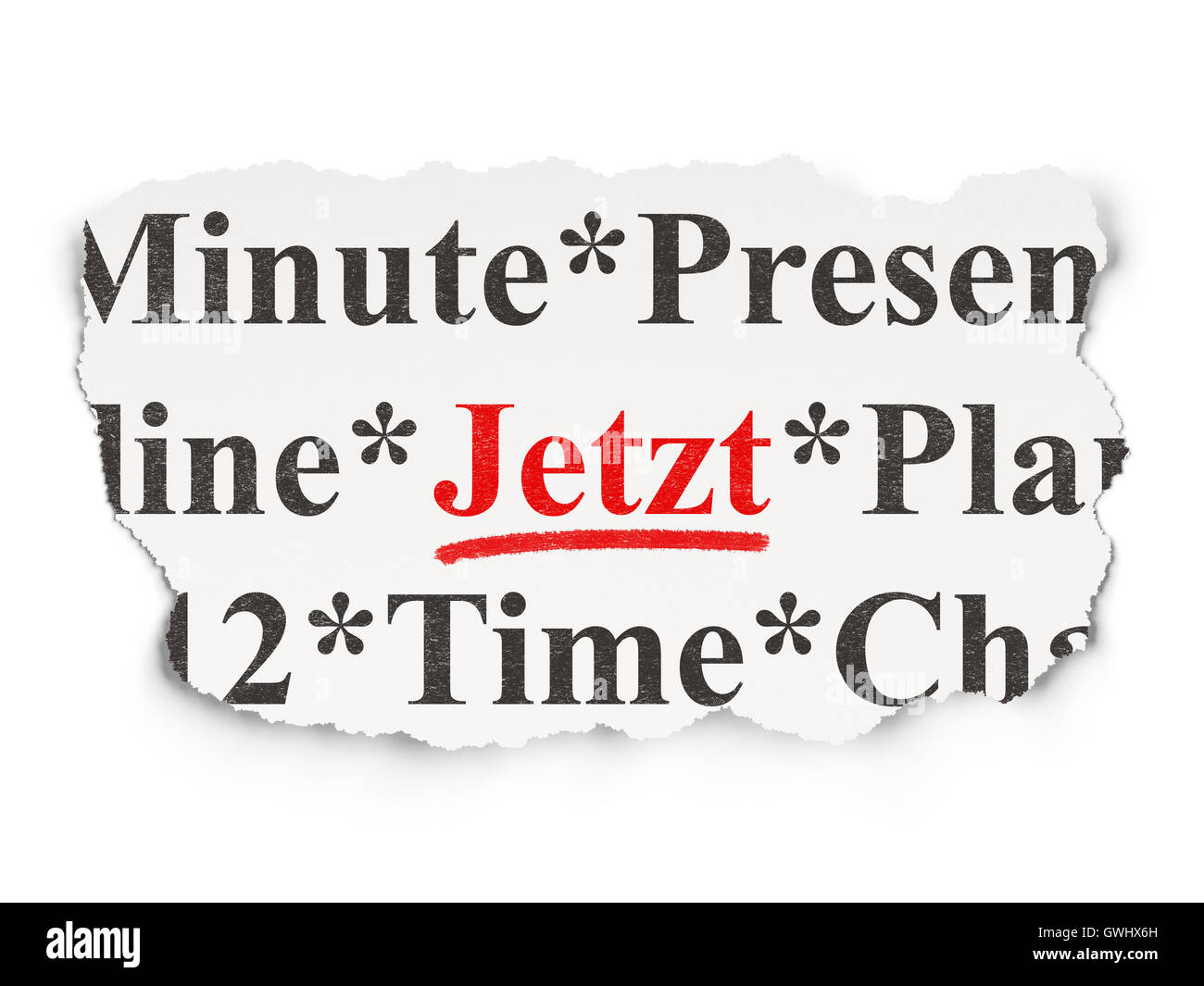 Timeline concept: Jetzt(german) on Paper background Stock Photo - Alamy