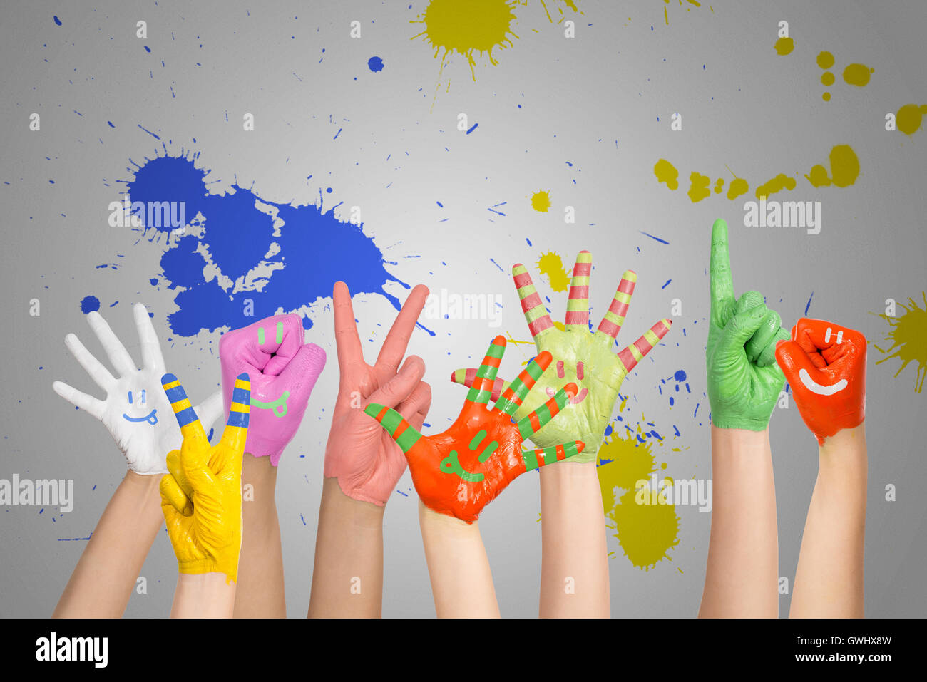 painted children's hands Stock Photo - Alamy
