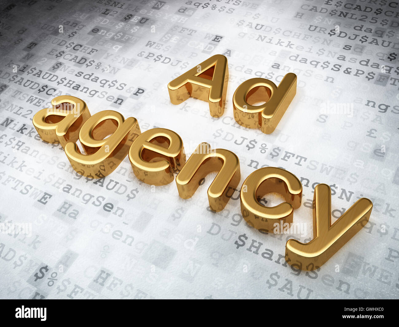 Advertising concept: Golden Ad Agency on digital background Stock Photo ...