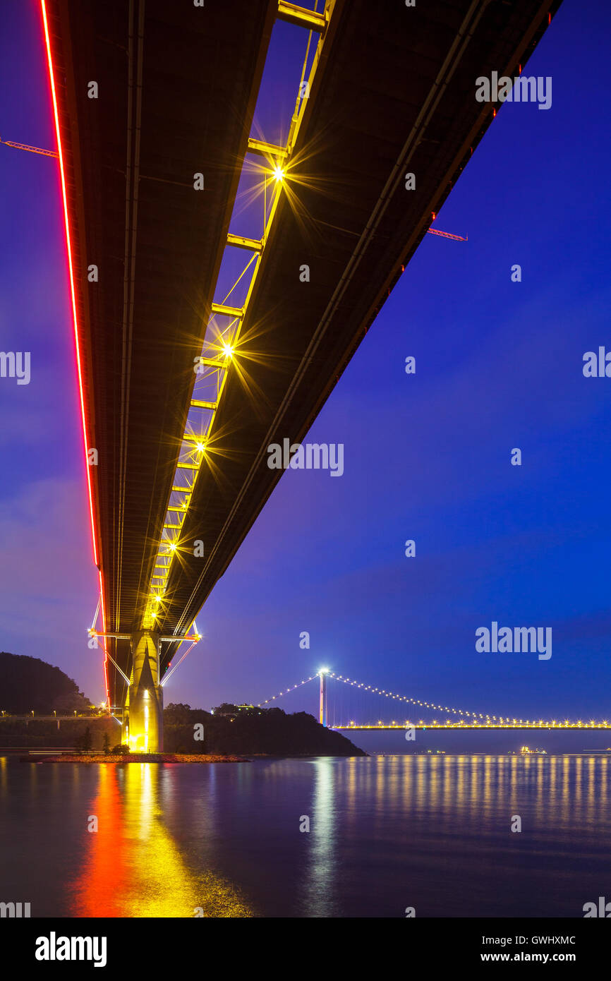 Bottom view of the suspension bridge Stock Photo - Alamy
