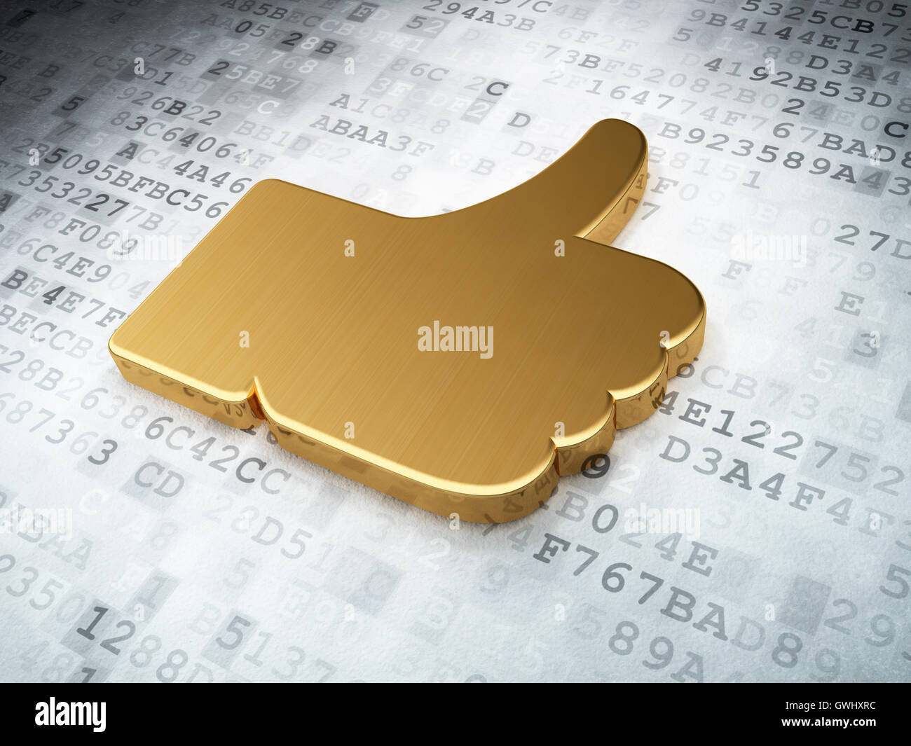 Social network concept: Golden Like on digital Stock Photo - Alamy