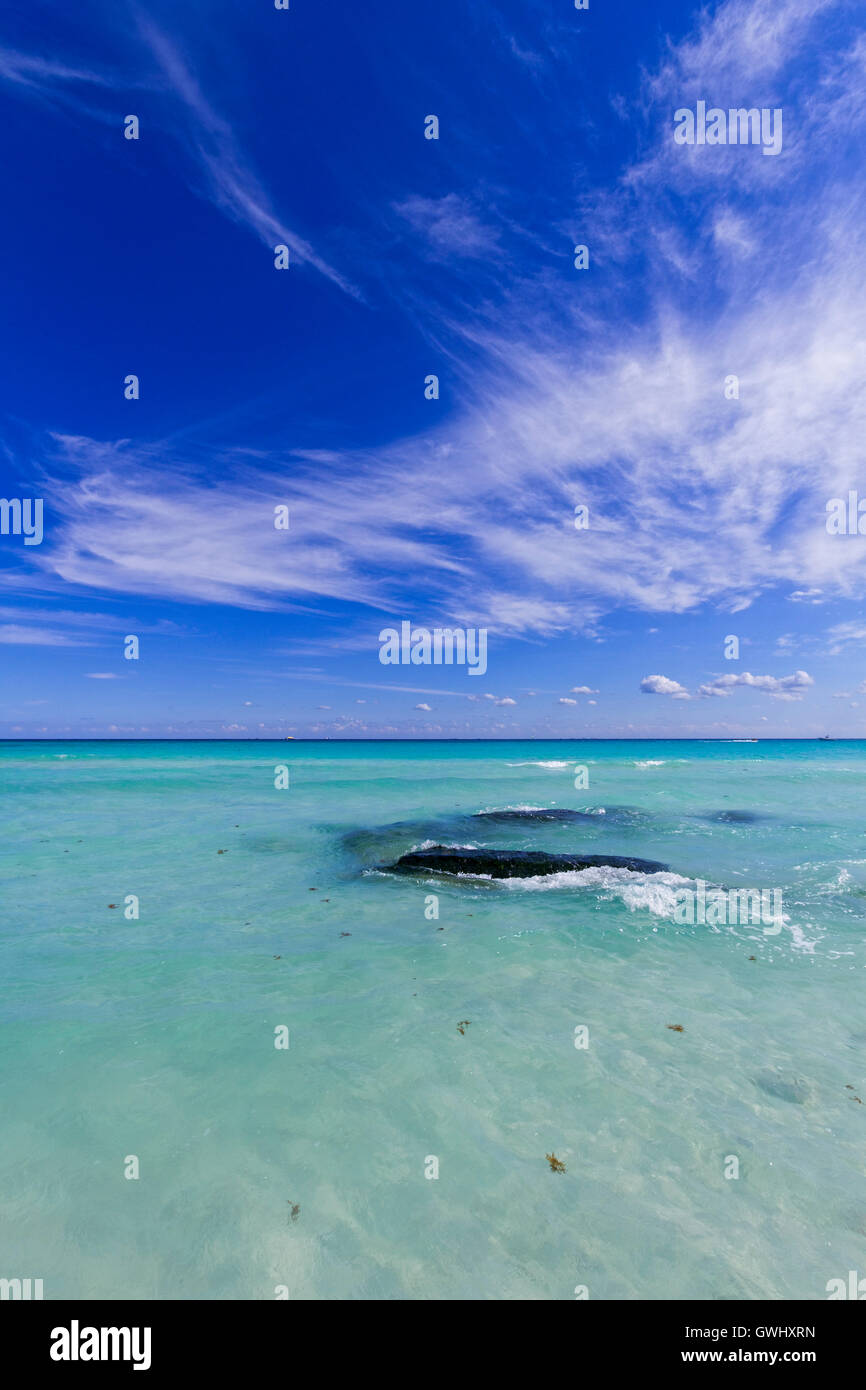 View of the Caribbean beach with crystal clear water Stock Photo - Alamy