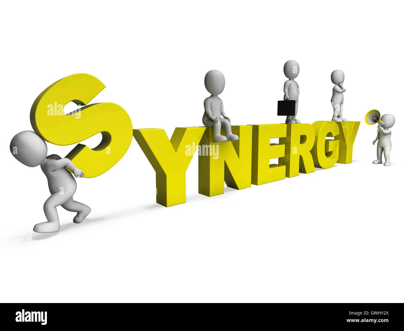 Synergy Characters Shows Teamwork Collaboration Team Work Stock Photo ...