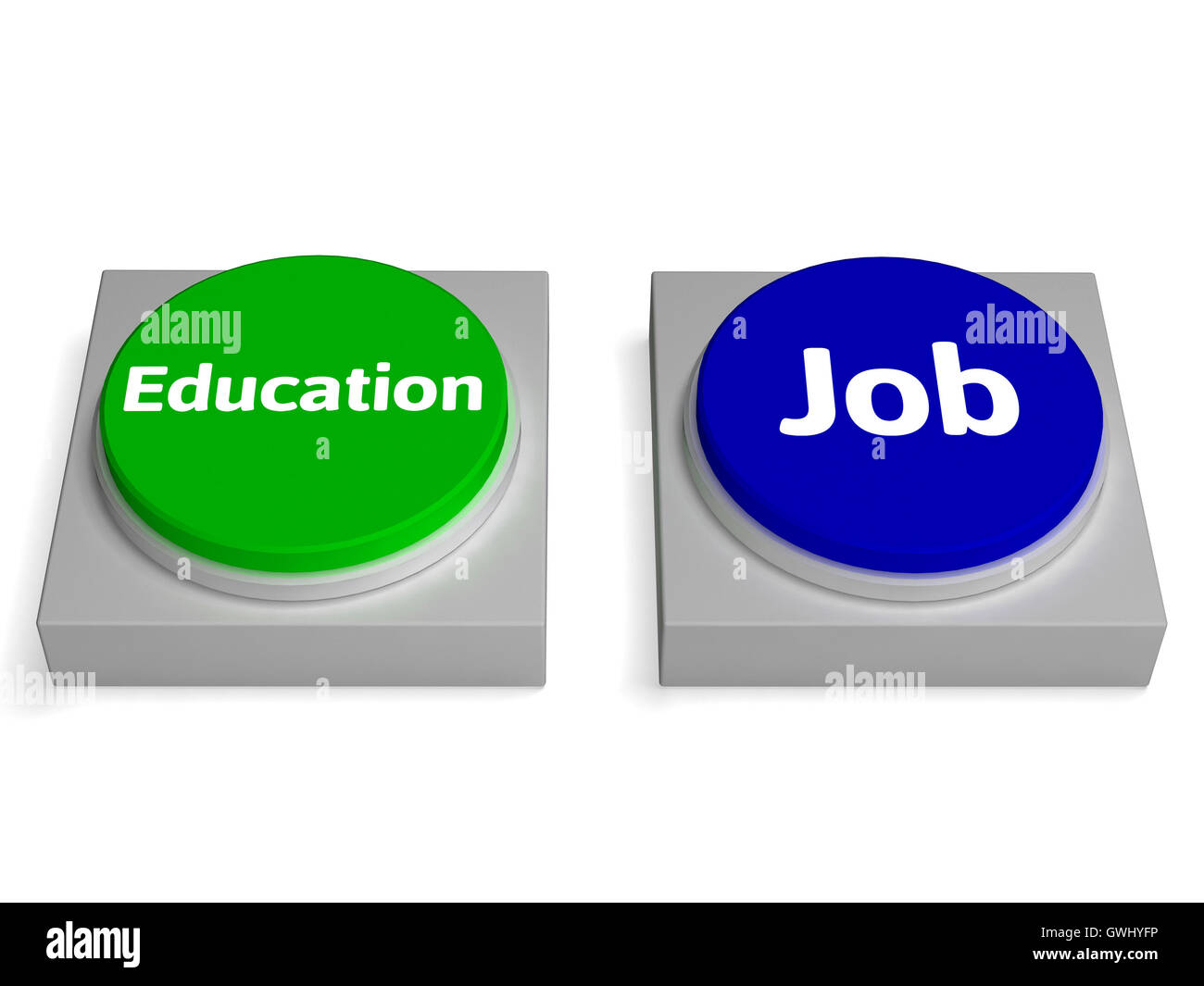 Education Job Buttons Shows Learning Or Earnng Stock Photo - Alamy