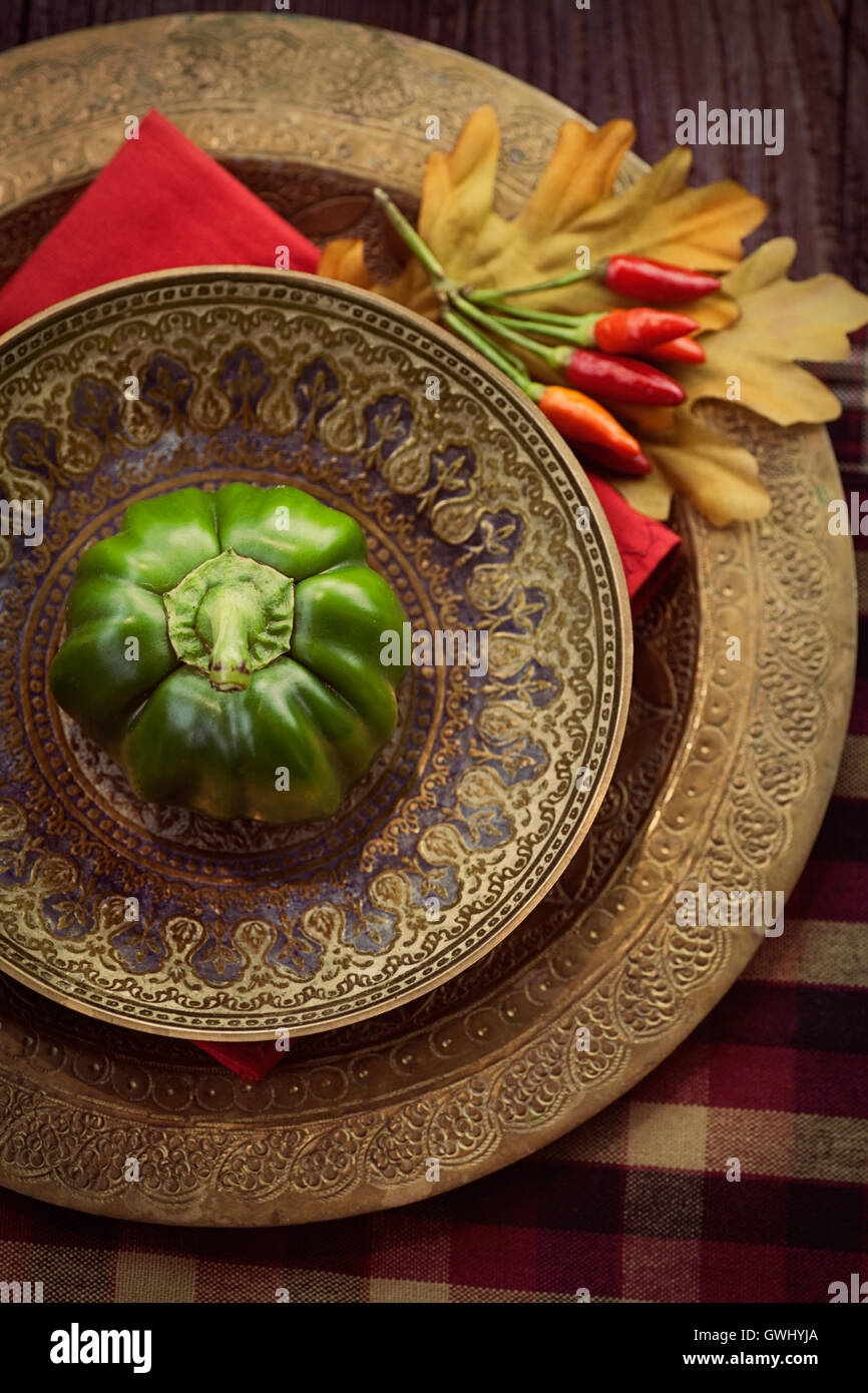 Restaurant autumn place setting Stock Photo - Alamy