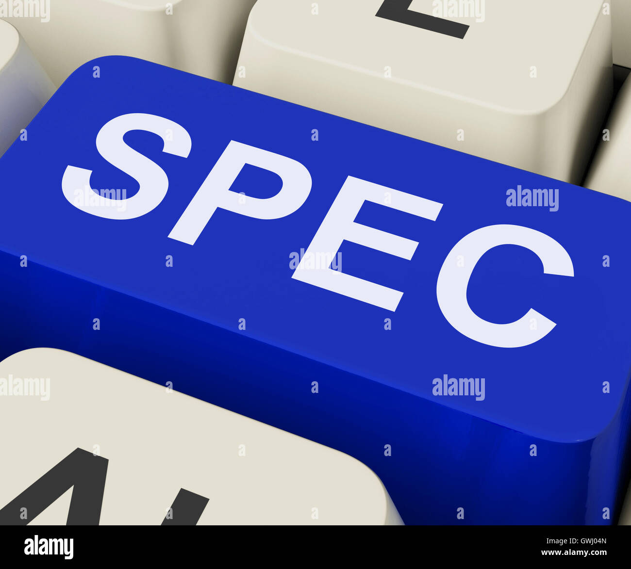 Spec Keys Show Specifications Details Or Design Stock Photo - Alamy