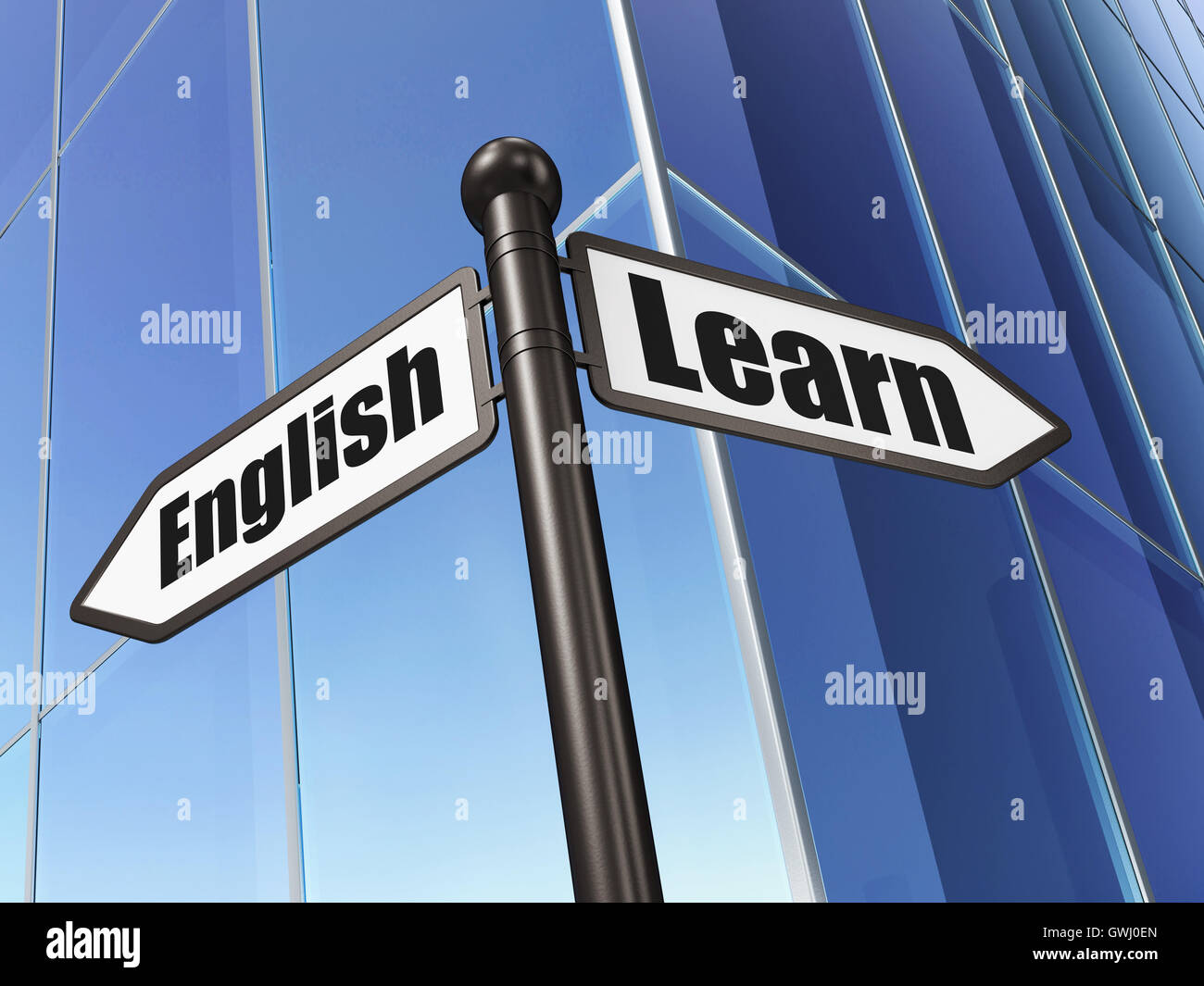 Education concept: Learn English on Building background Stock Photo - Alamy
