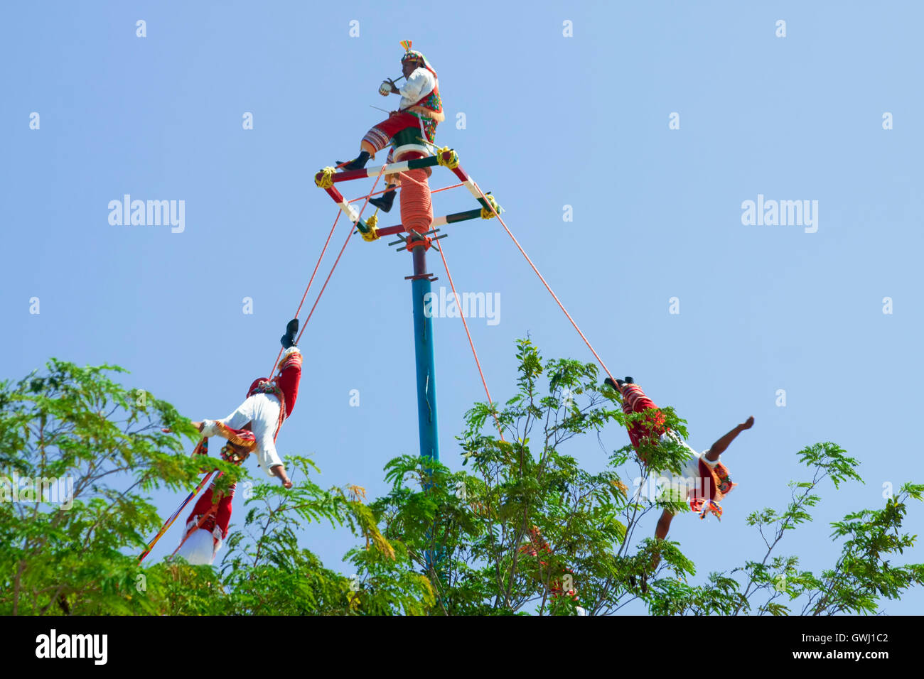 TULUM, MEXICO - NOVEMBER 2: Maya Indian street performers a.k.a Flying ...