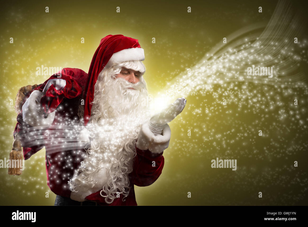 Santa Claus and the magic Stock Photo - Alamy