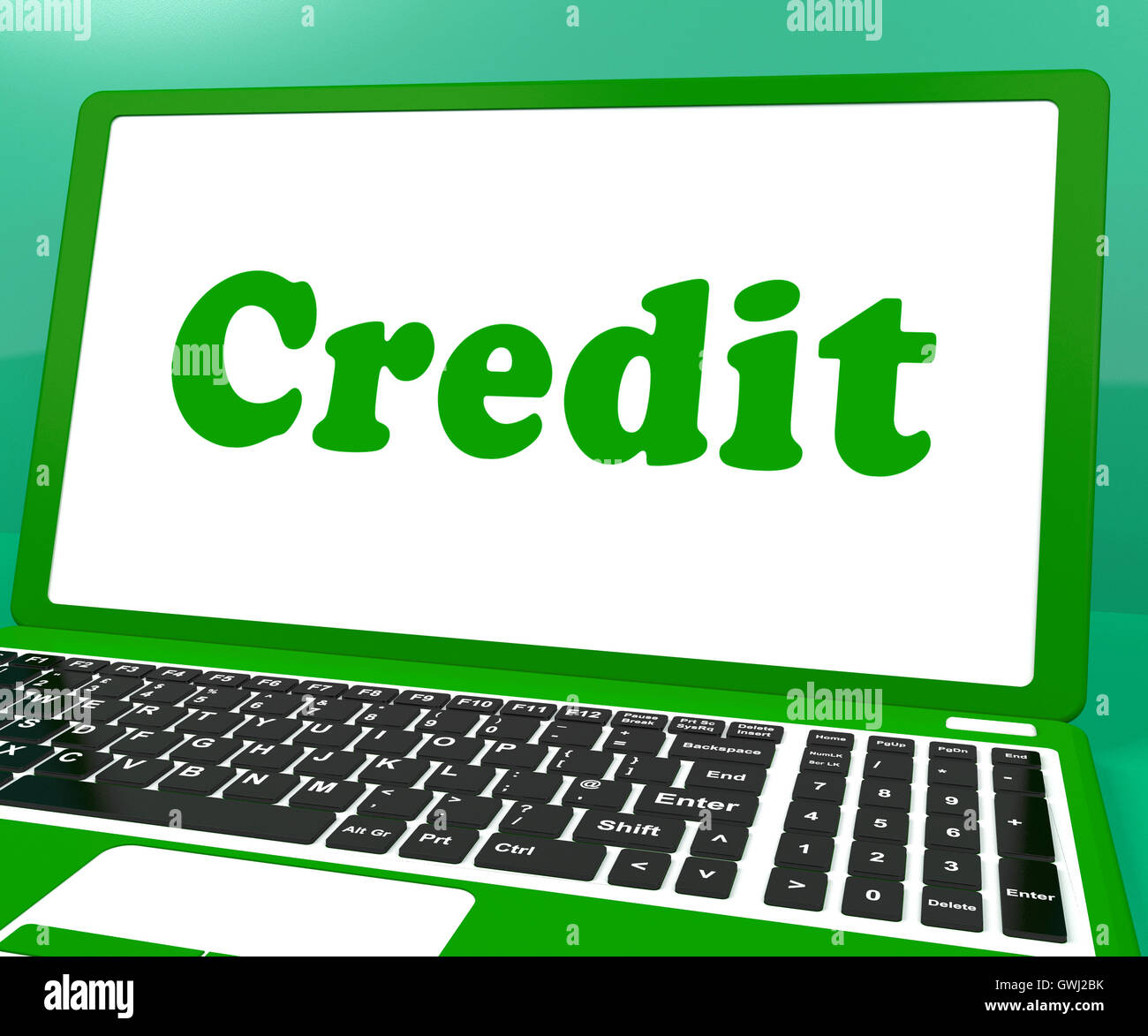 Credit Laptop Shows Finance Or Loan For Purchasing Stock Photo - Alamy