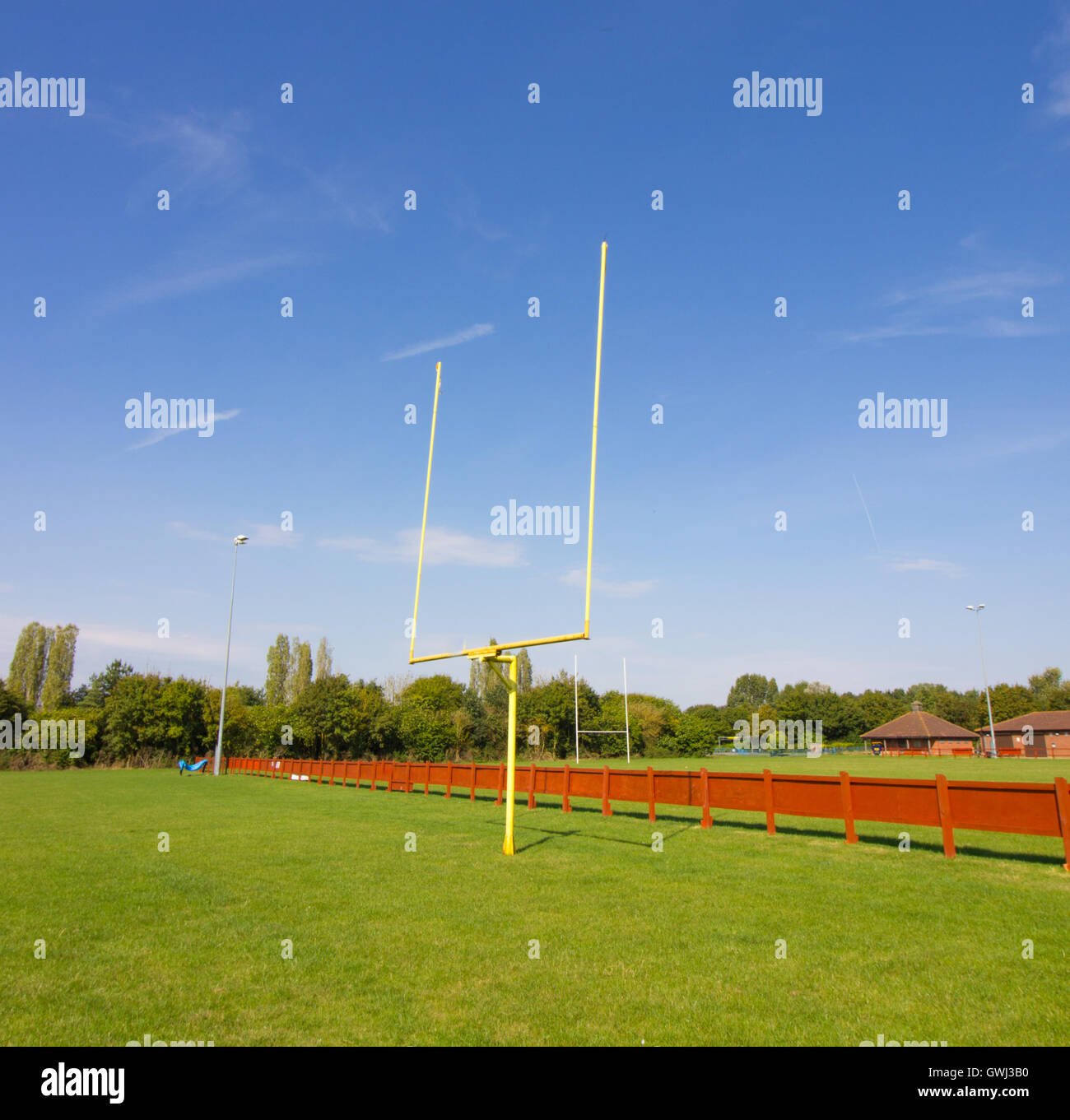Trees as goal posts on football pitch hi-res stock photography and ...