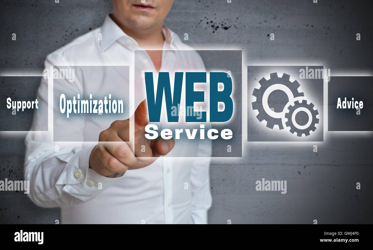 web service touchscreen concept background Stock Photo - Alamy