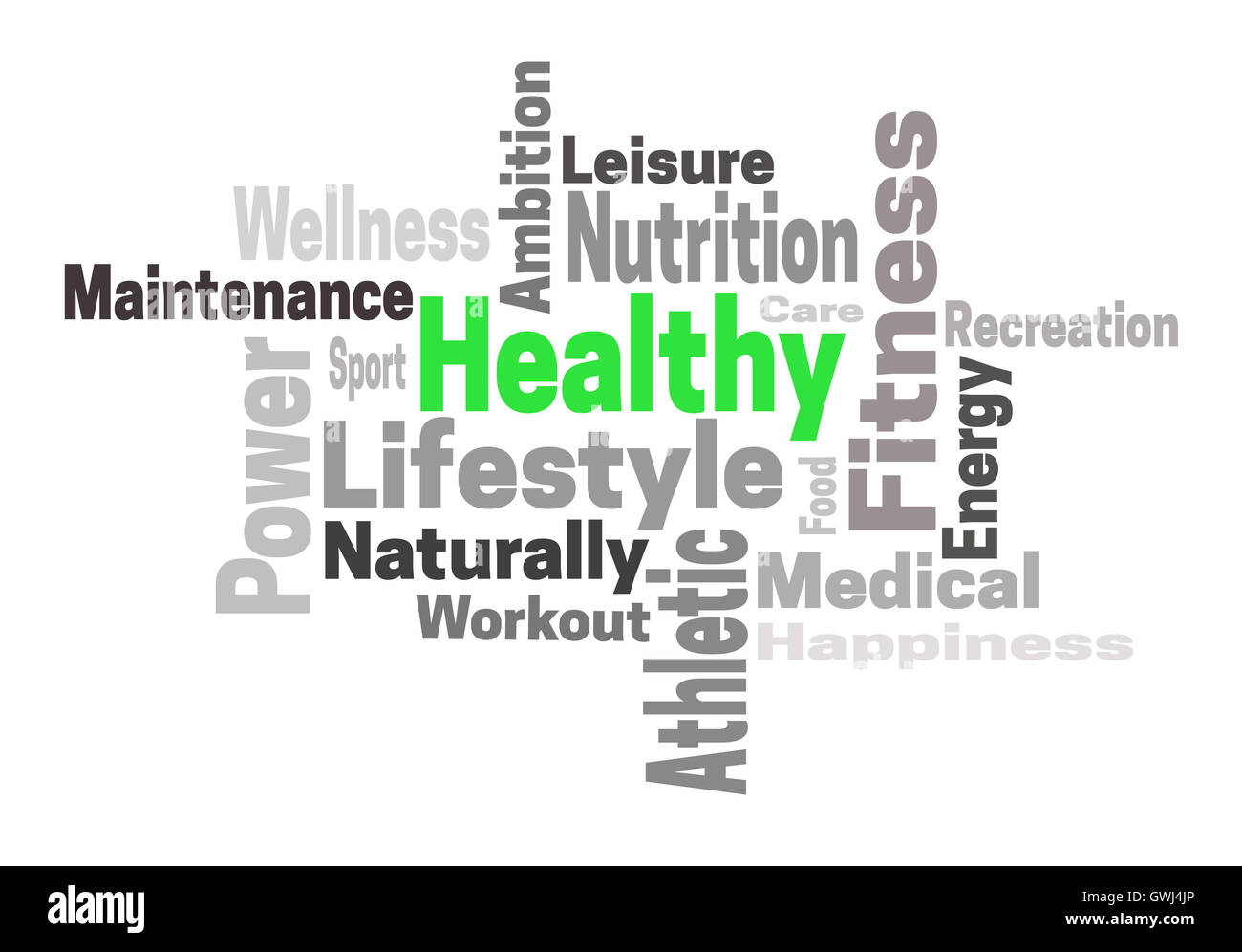 Healthy lifestyle fitness concept word cloud Stock Photo - Alamy