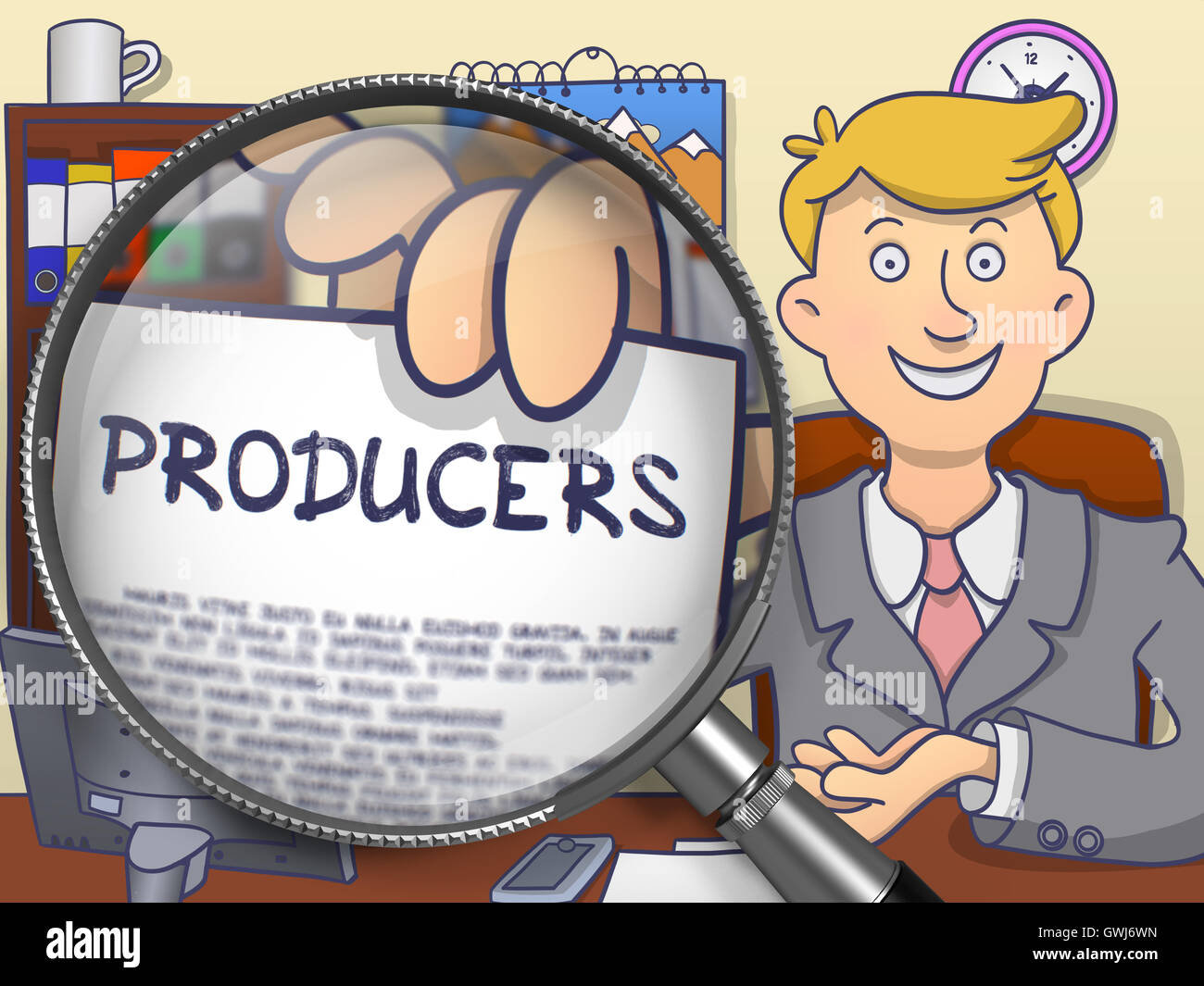 Producers through Magnifying Glass. Doodle Style Stock Photo - Alamy
