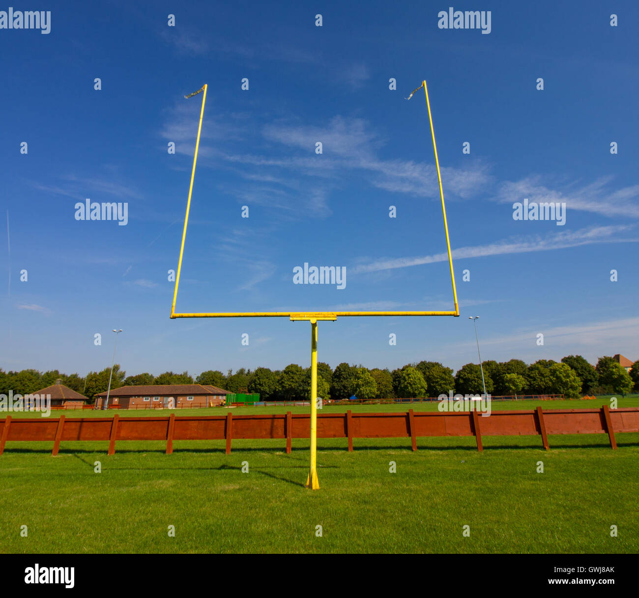 Trees as goal posts on football pitch hi-res stock photography and ...