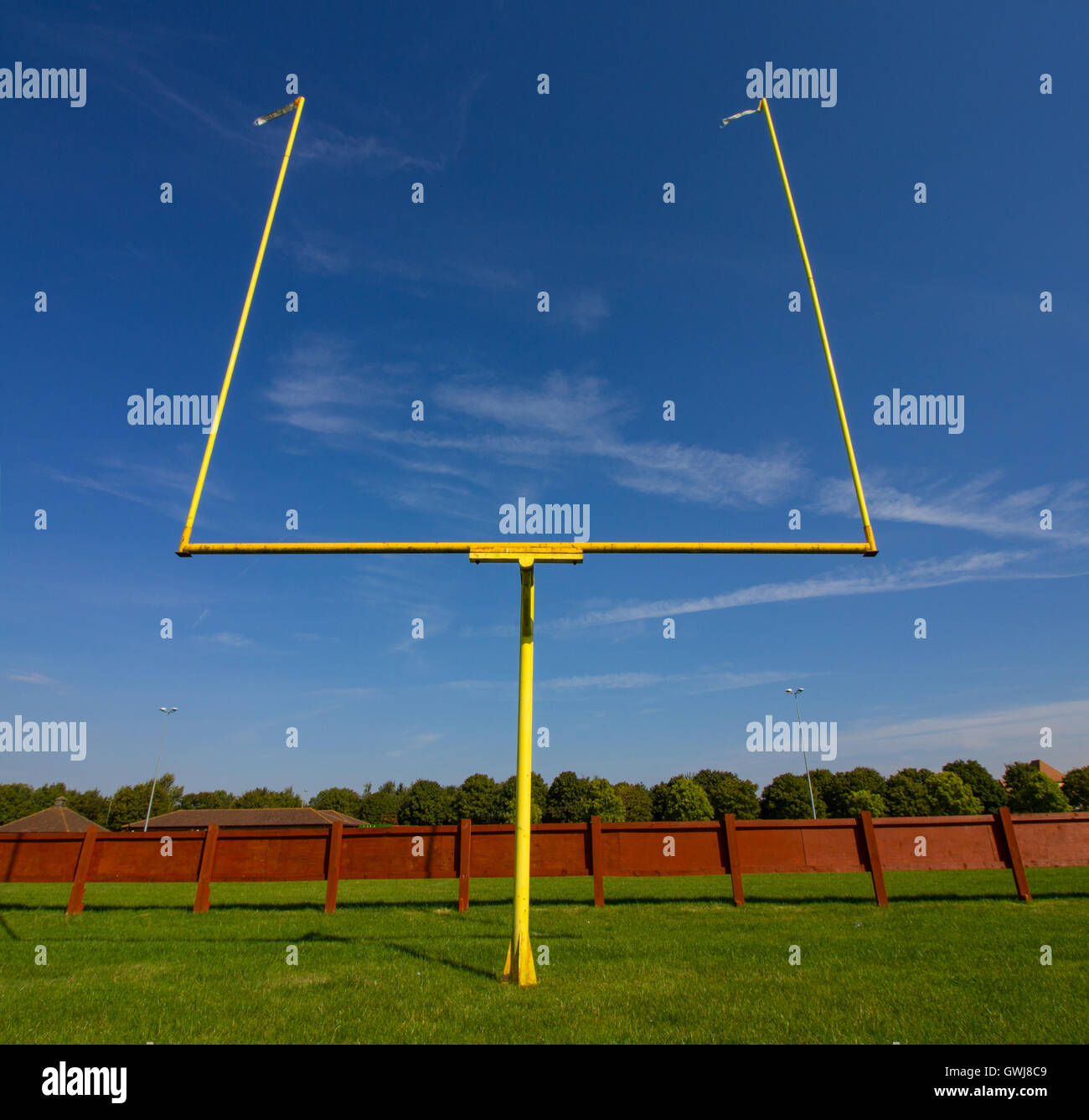 Trees as goal posts on football pitch hi-res stock photography and ...