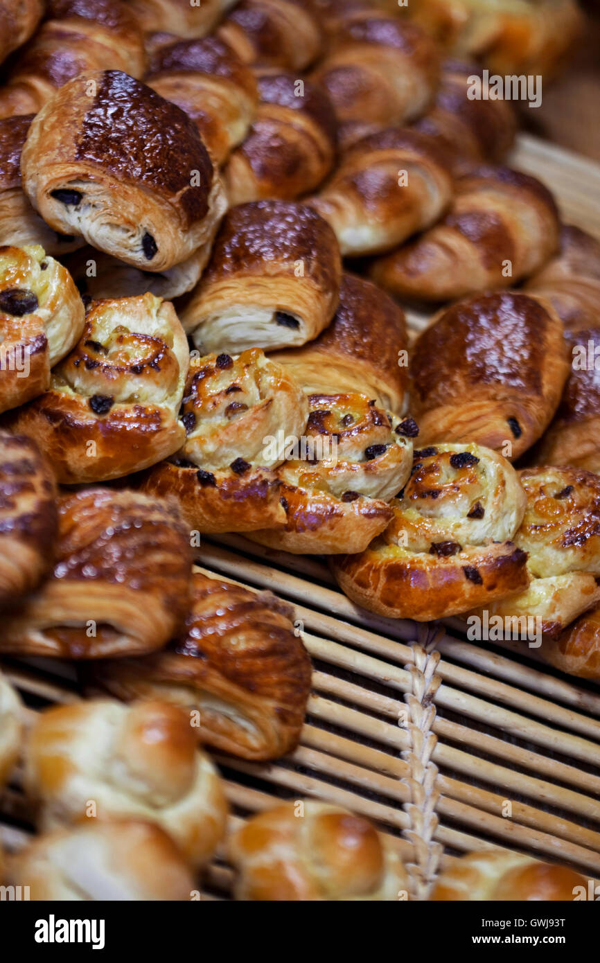 Appetizing and crusty pastries in a French bakery Stock Photo - Alamy