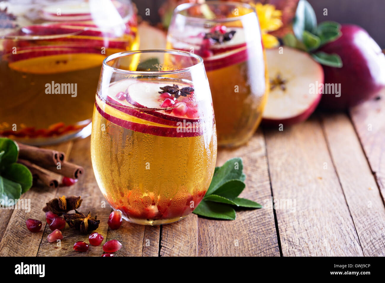 Fall sparkling drink with apple cider and pomegranate Stock Photo - Alamy