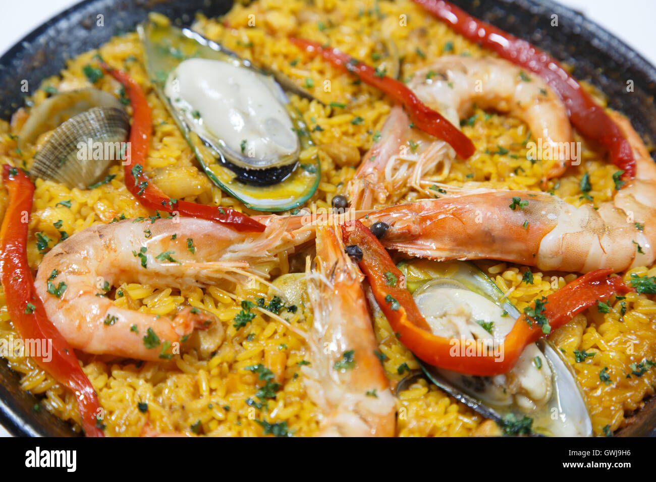 Paella, seafood with rice Stock Photo - Alamy