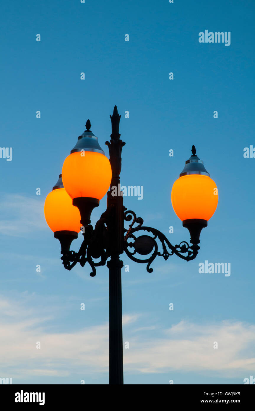 Lit up street light Stock Photo - Alamy
