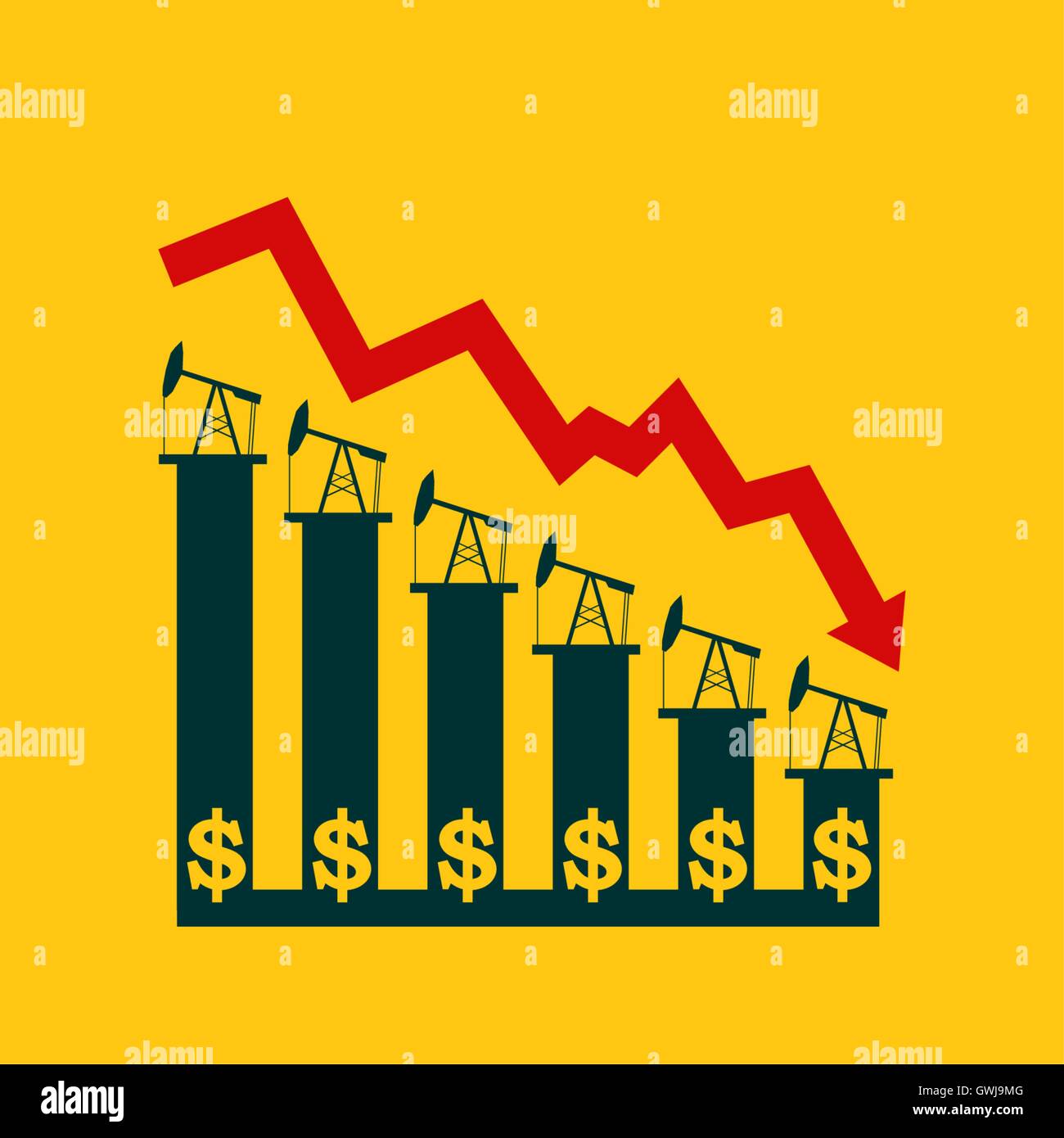 Oil price fall graph illustration. Pump and dollar icons Stock Vector ...