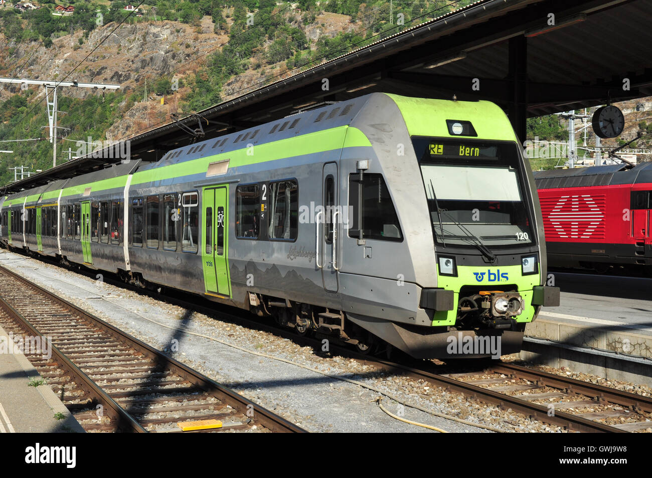 BLS Lotschberger EMU at Brig railway station, Valais, Switzerland Stock ...
