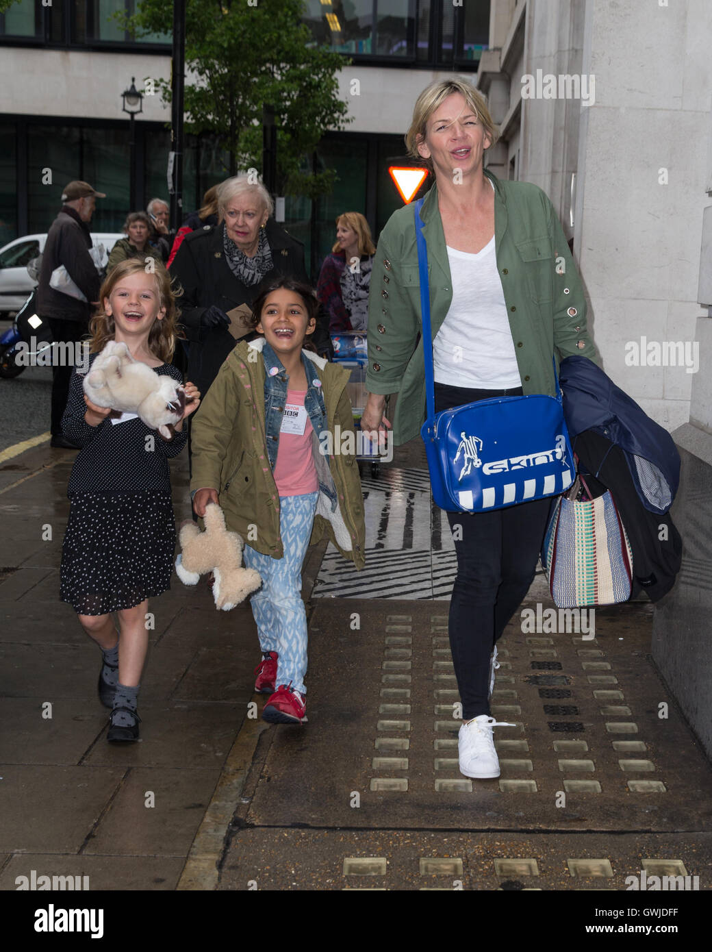 Zoe Ball arrives at the BBC Radio 2 studios with her children Featuring ...