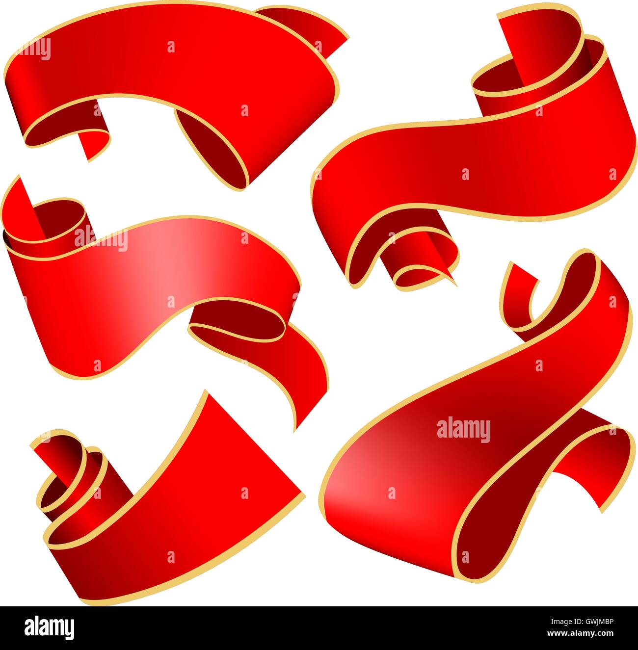 Red ribbons set Stock Vector Image & Art - Alamy