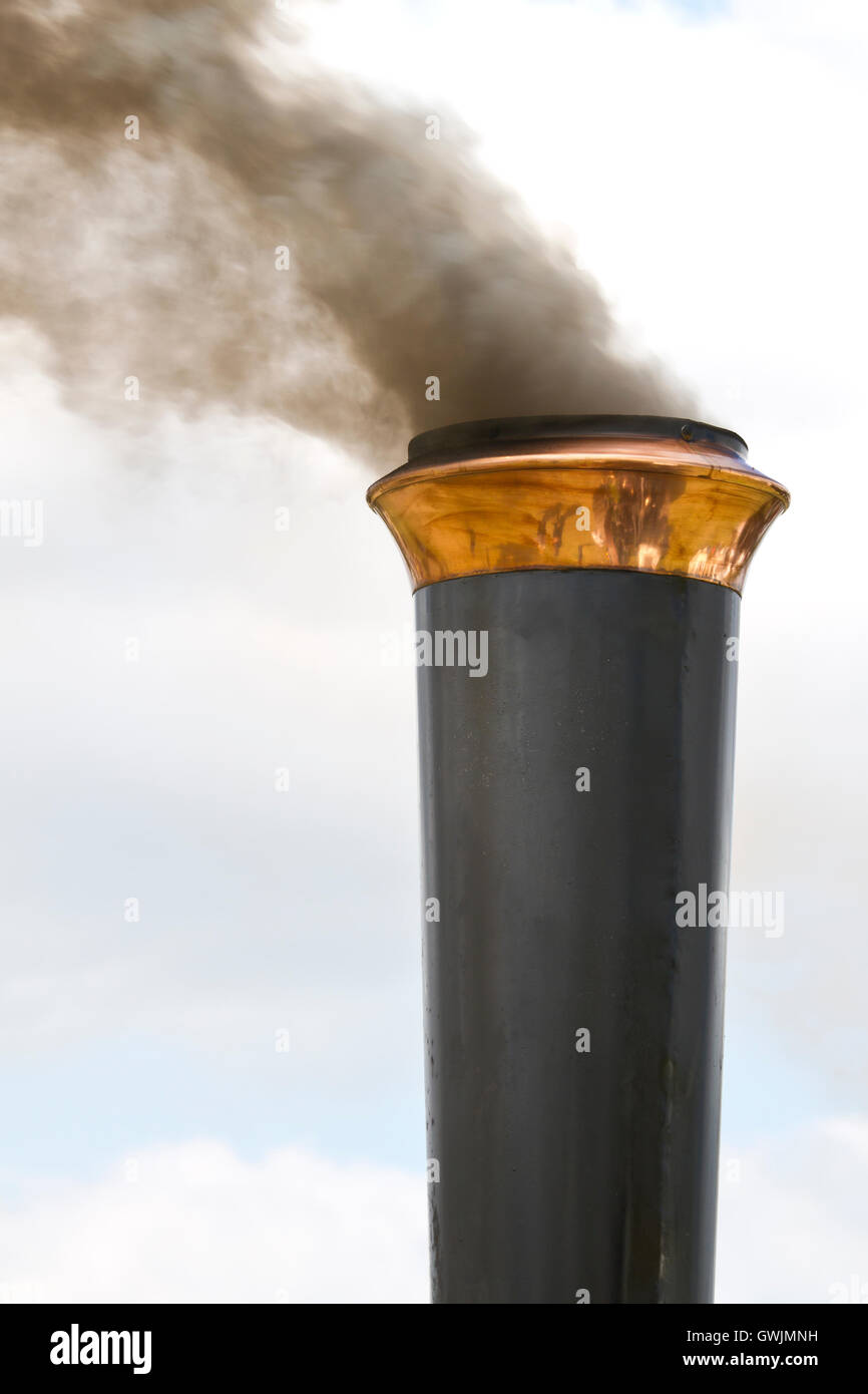 The ornamented smoke stack of a steam traction engine Stock Photo - Alamy
