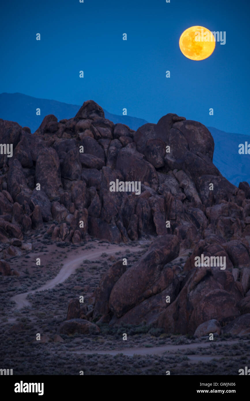 Large Moon Rising over The Alabama Hills California Stock Photo - Alamy