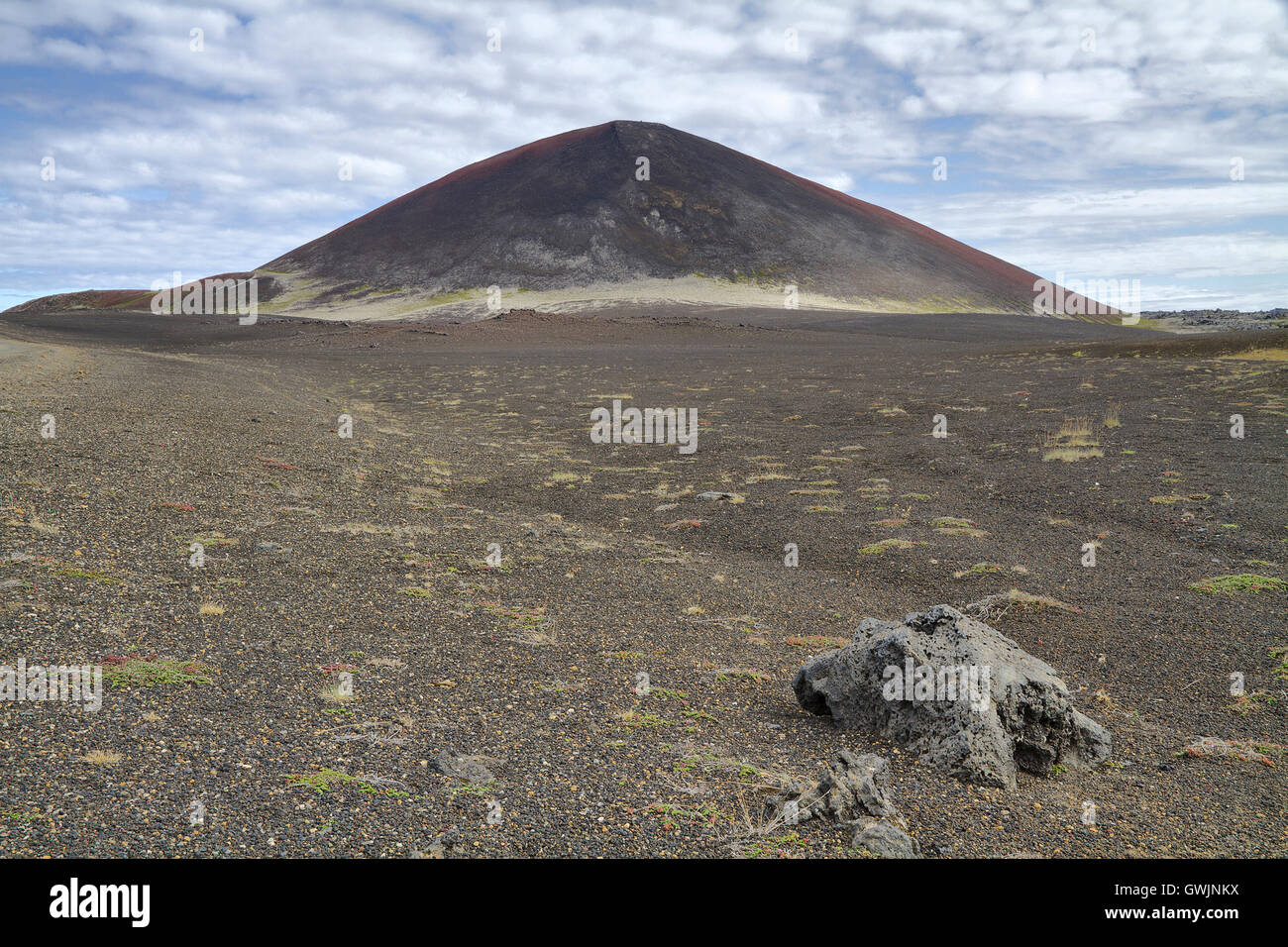Volcanic cone and wasteland Berserkjahraun, Snaefellnes peninsula ...