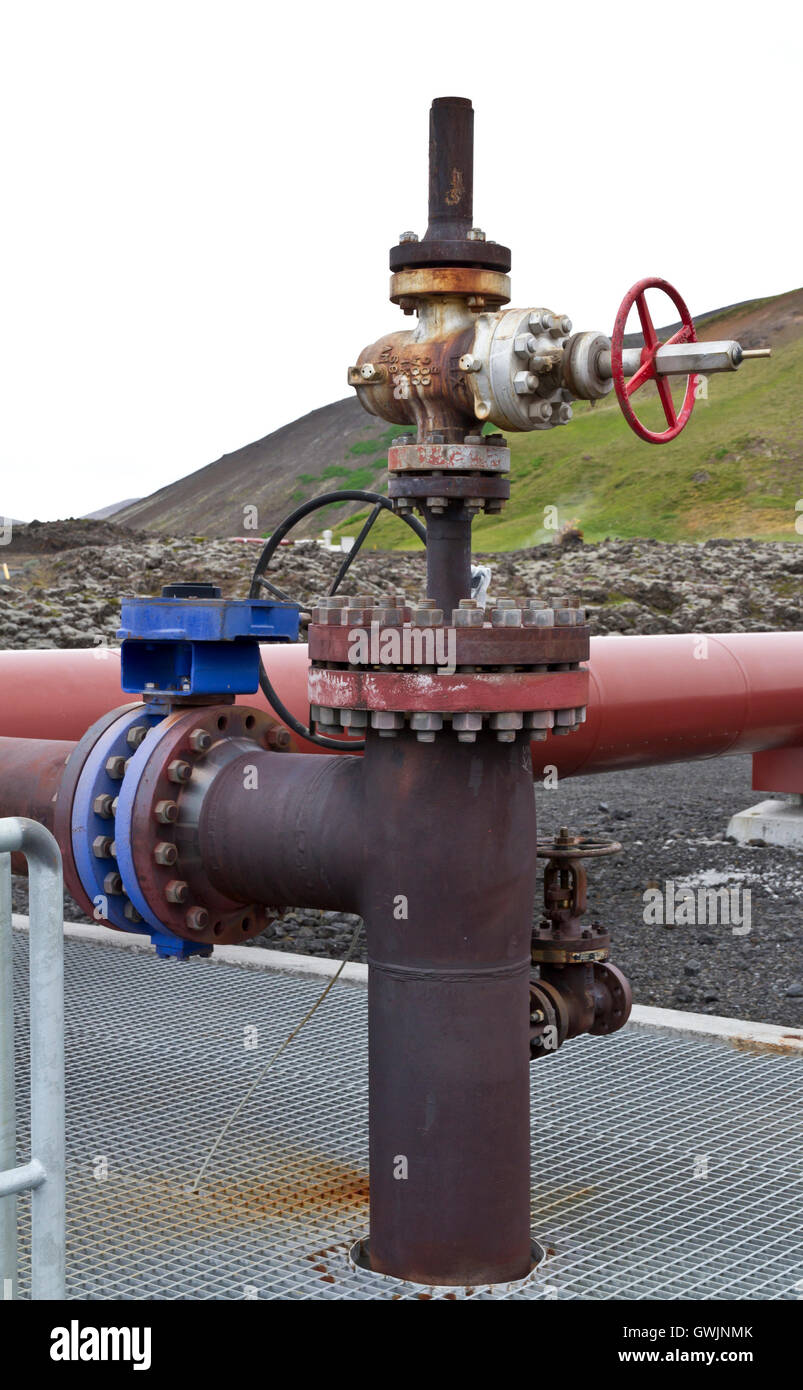 Valve gear at a geothermal power station Stock Photo - Alamy