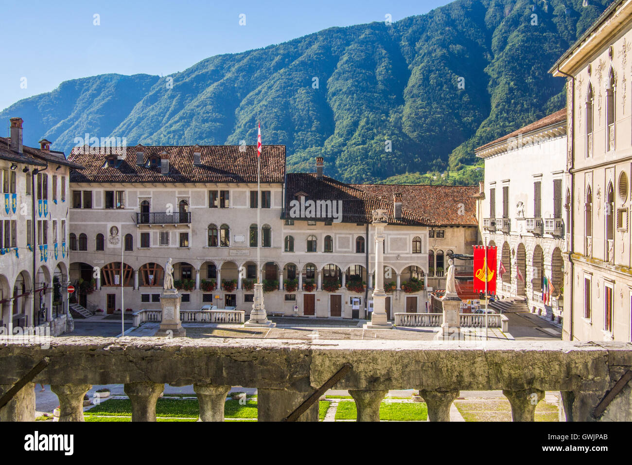 Piazza Maggiore, Feltre, a town in the Dolomiti Bellunesi National Park ...