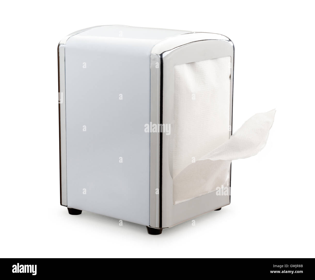 Paper napkin holder for restaurant on white background Stock Photo - Alamy