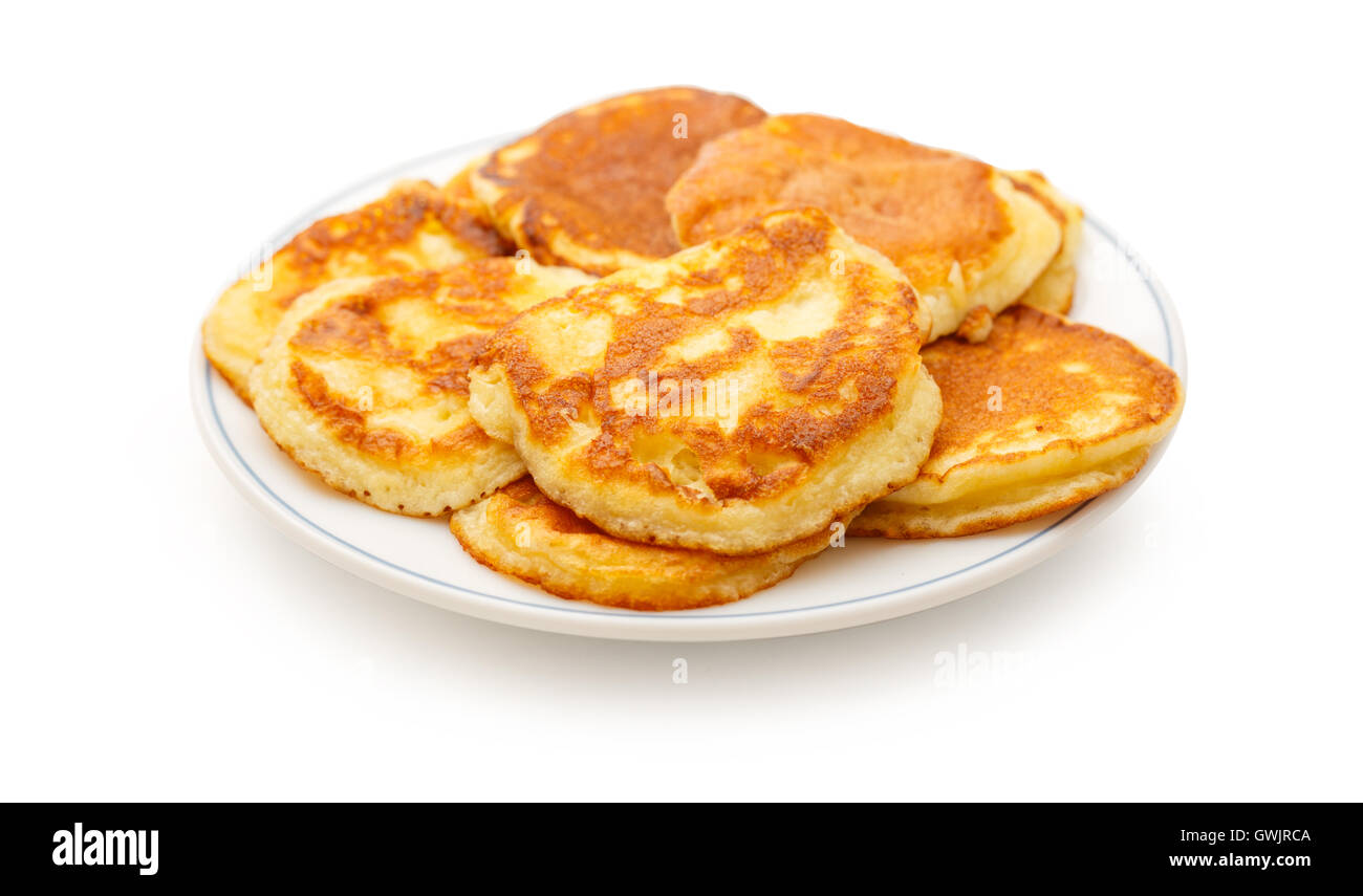 Yellow plate delicious pancakes Cut Out Stock Images & Pictures - Alamy