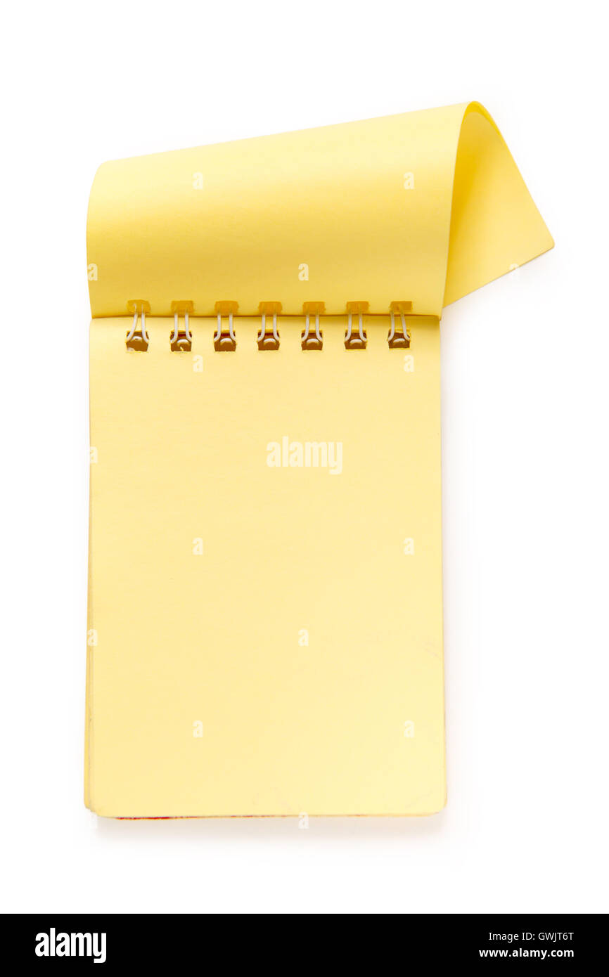 Blank yellow notepad on the white background Stock Photo - Alamy