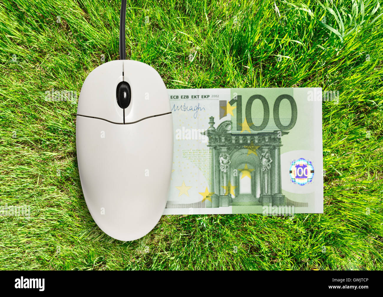 Green computer mouse on grass hi-res stock photography and images - Alamy