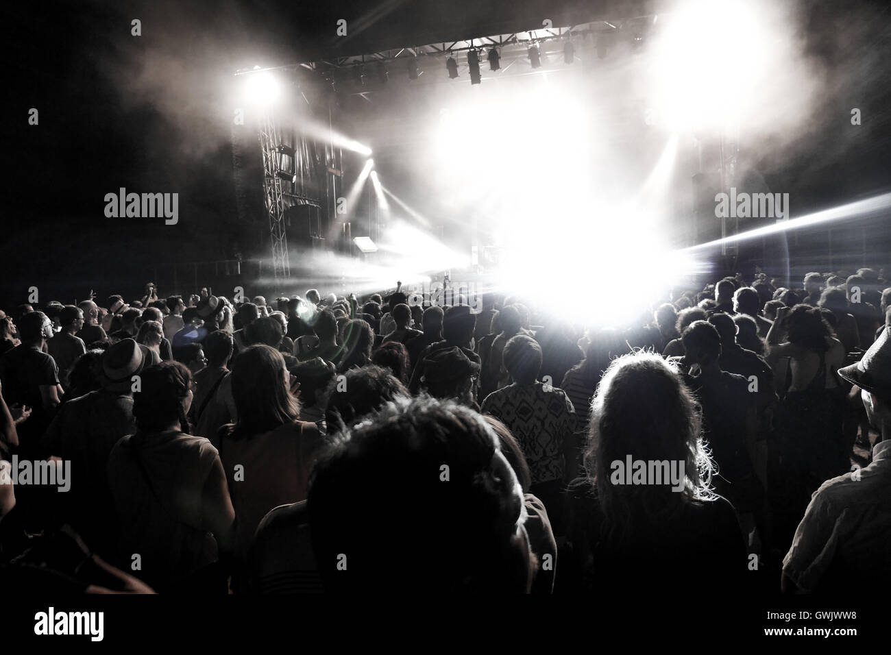 Rock concert. Light show,Public, France, Europe Stock Photo - Alamy