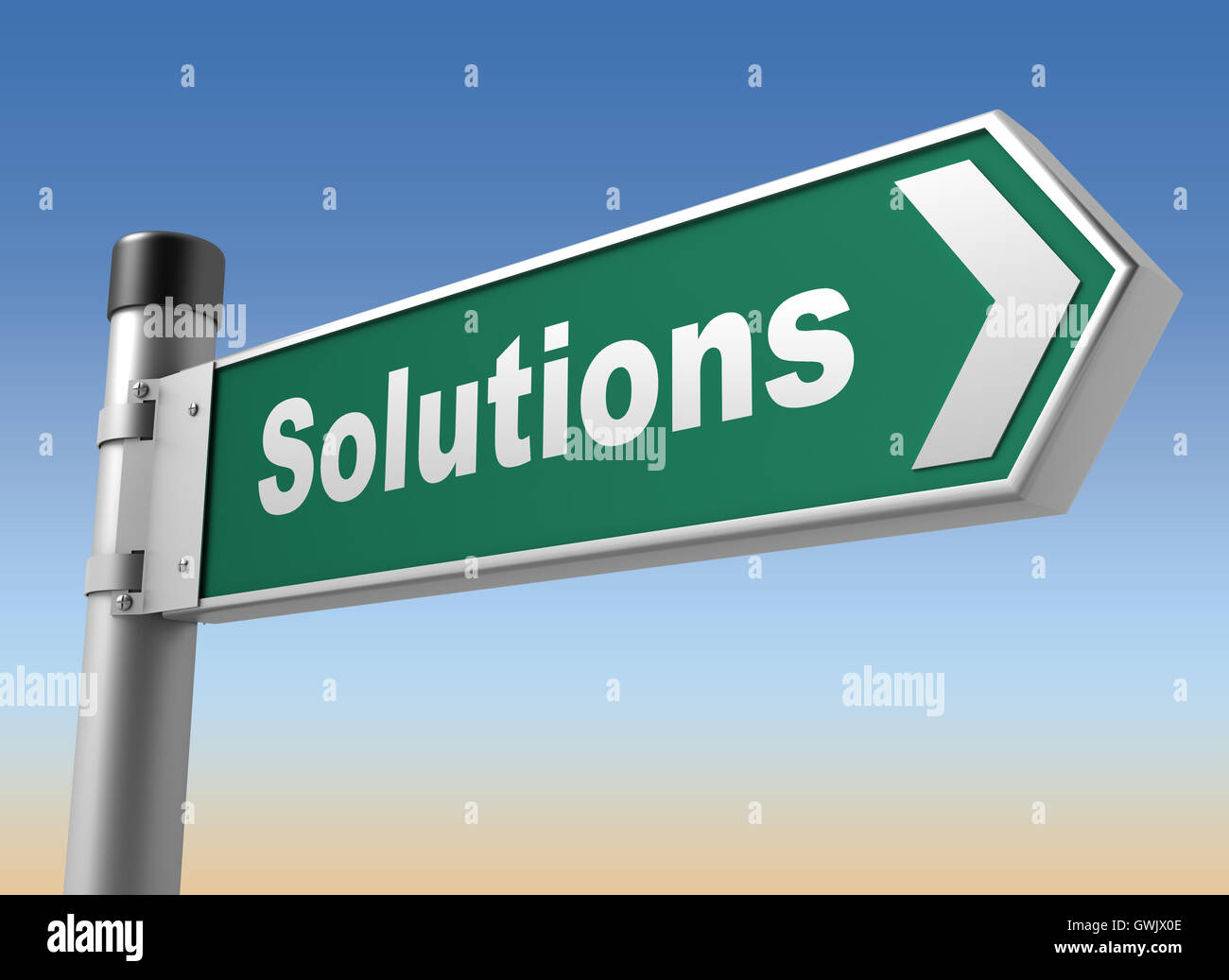 solutions road sign 3d illustration Stock Photo - Alamy