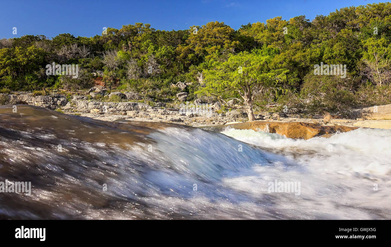 Pedernales River and Falls at Pedernales Falls State Park in Texas hill ...