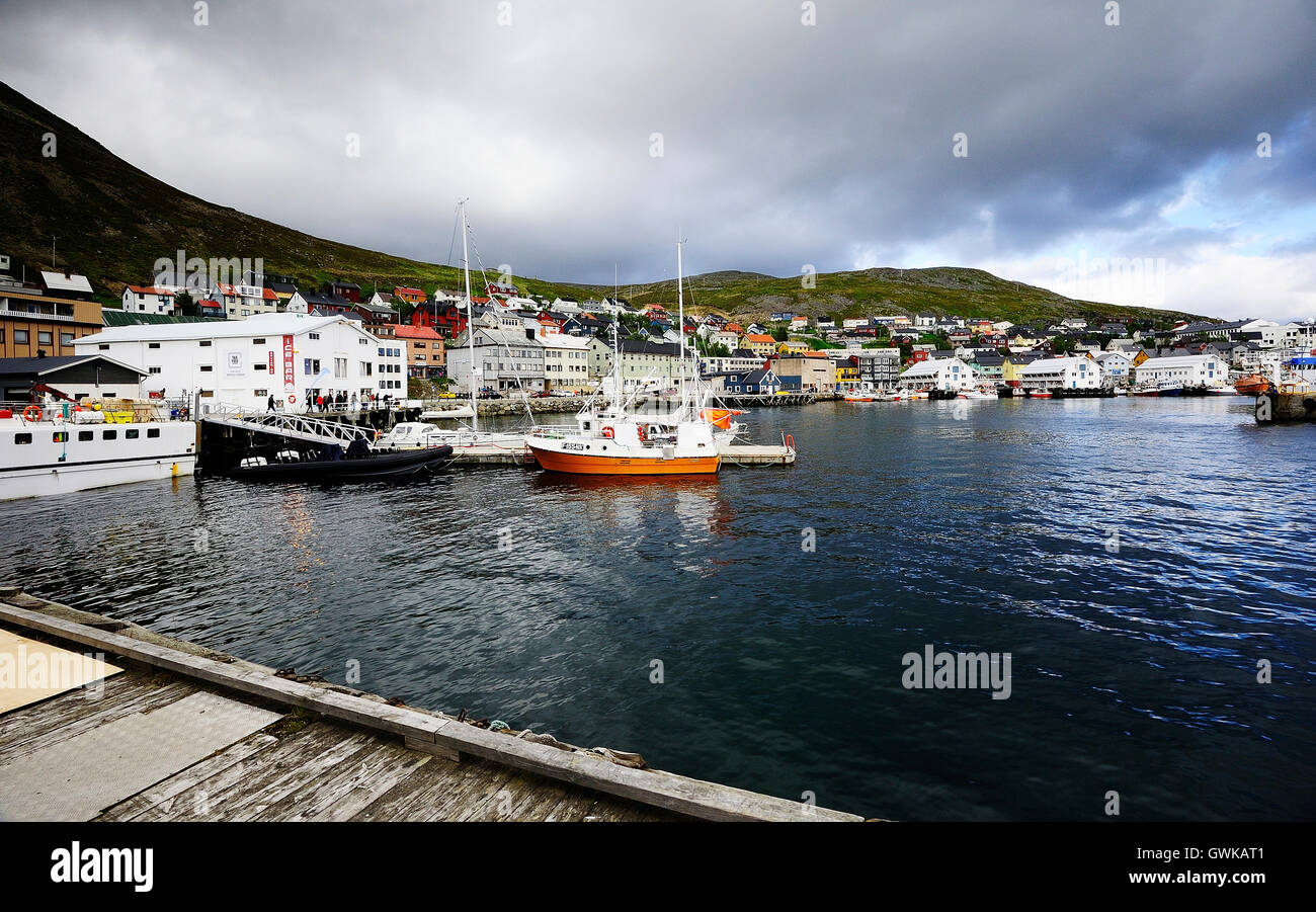 Fishing boats in a Norwegian Harbour Stock Photo - Alamy