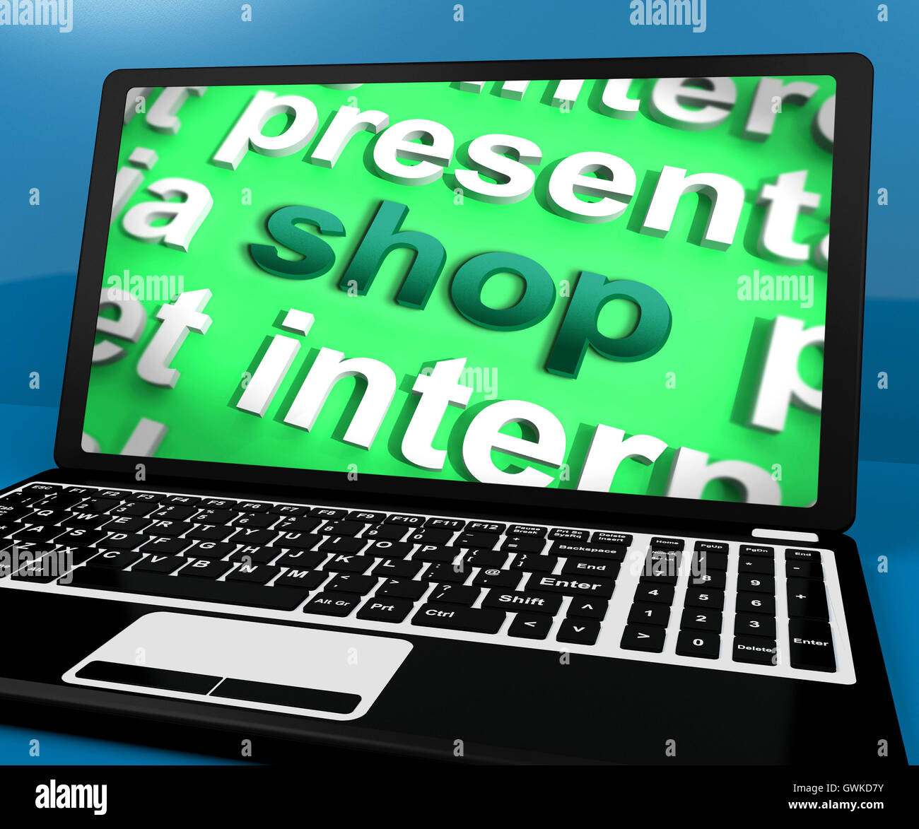 Shop Laptop Shows Purchases From Web Store Stock Photo - Alamy