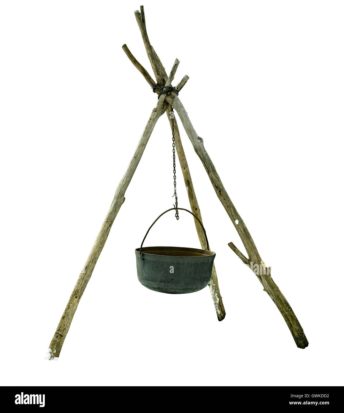 medieval tripod cooking stand isolated on a white background Stock ...