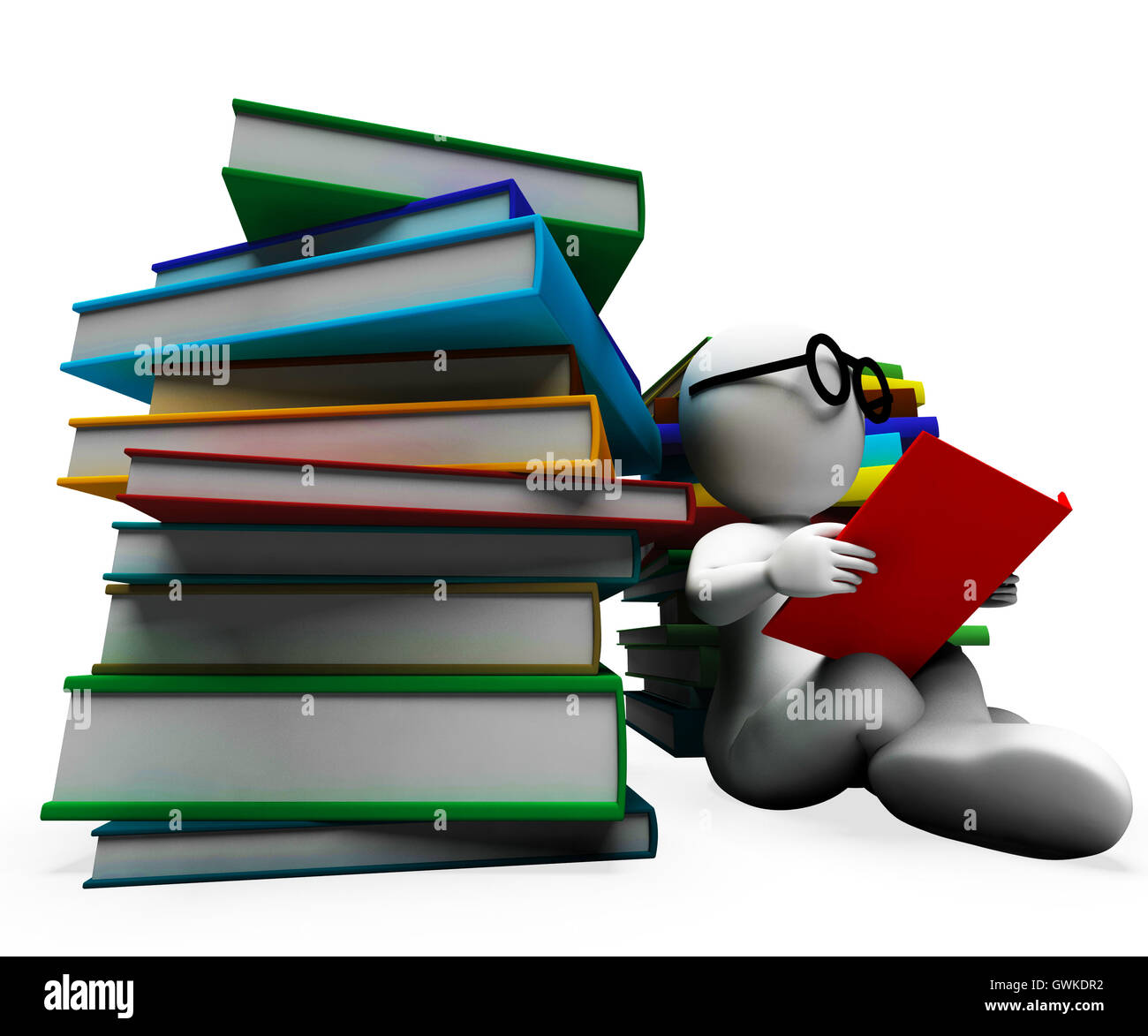 Student Reading Books Showing Learning Stock Photo - Alamy