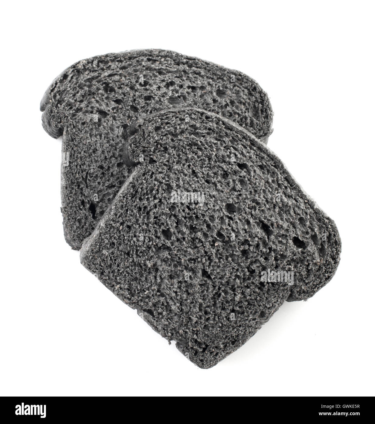 Black charcoal bread slices Stock Photo - Alamy