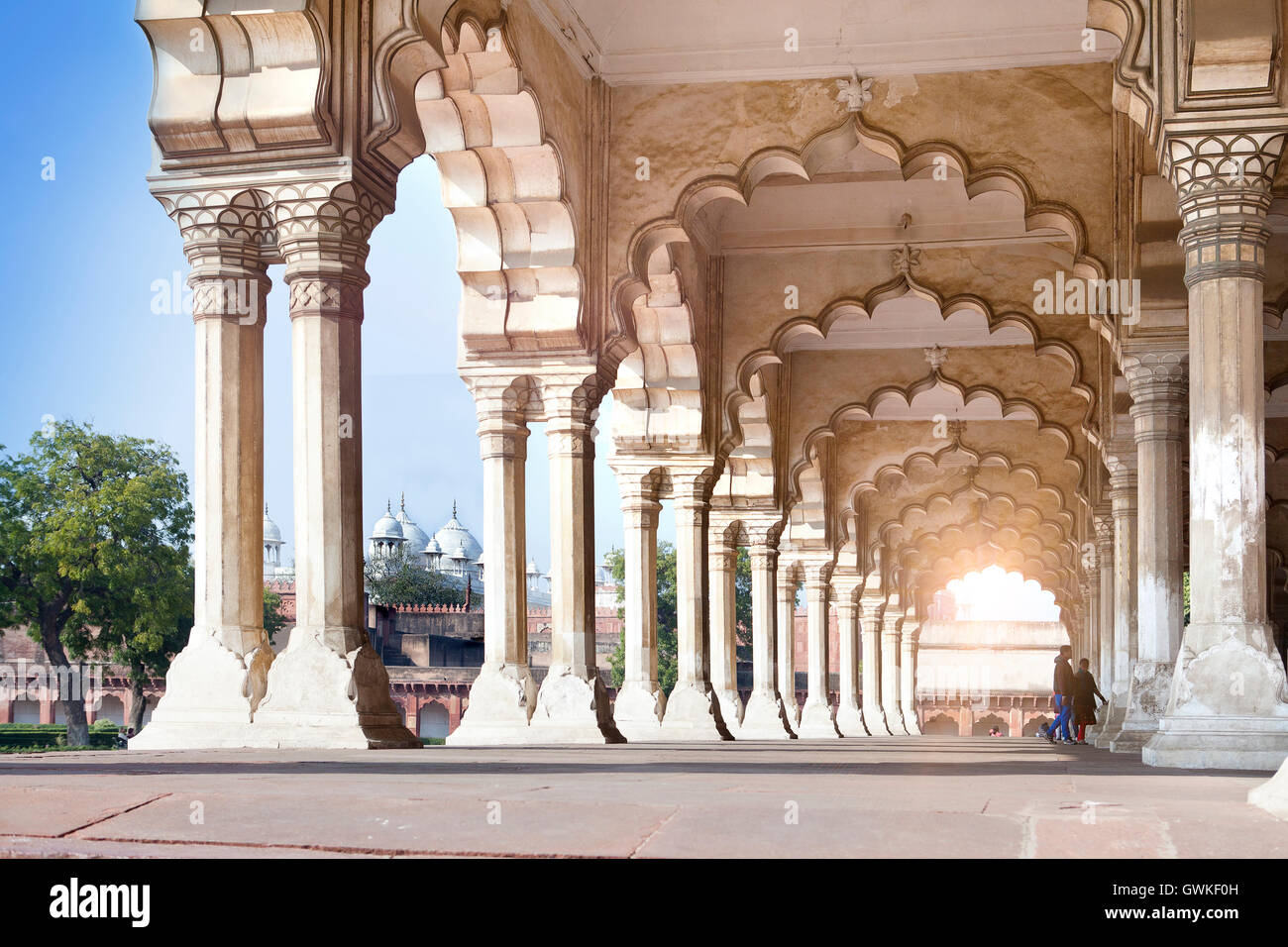 Columns in palace - Agra Red fort India Stock Photo - Alamy